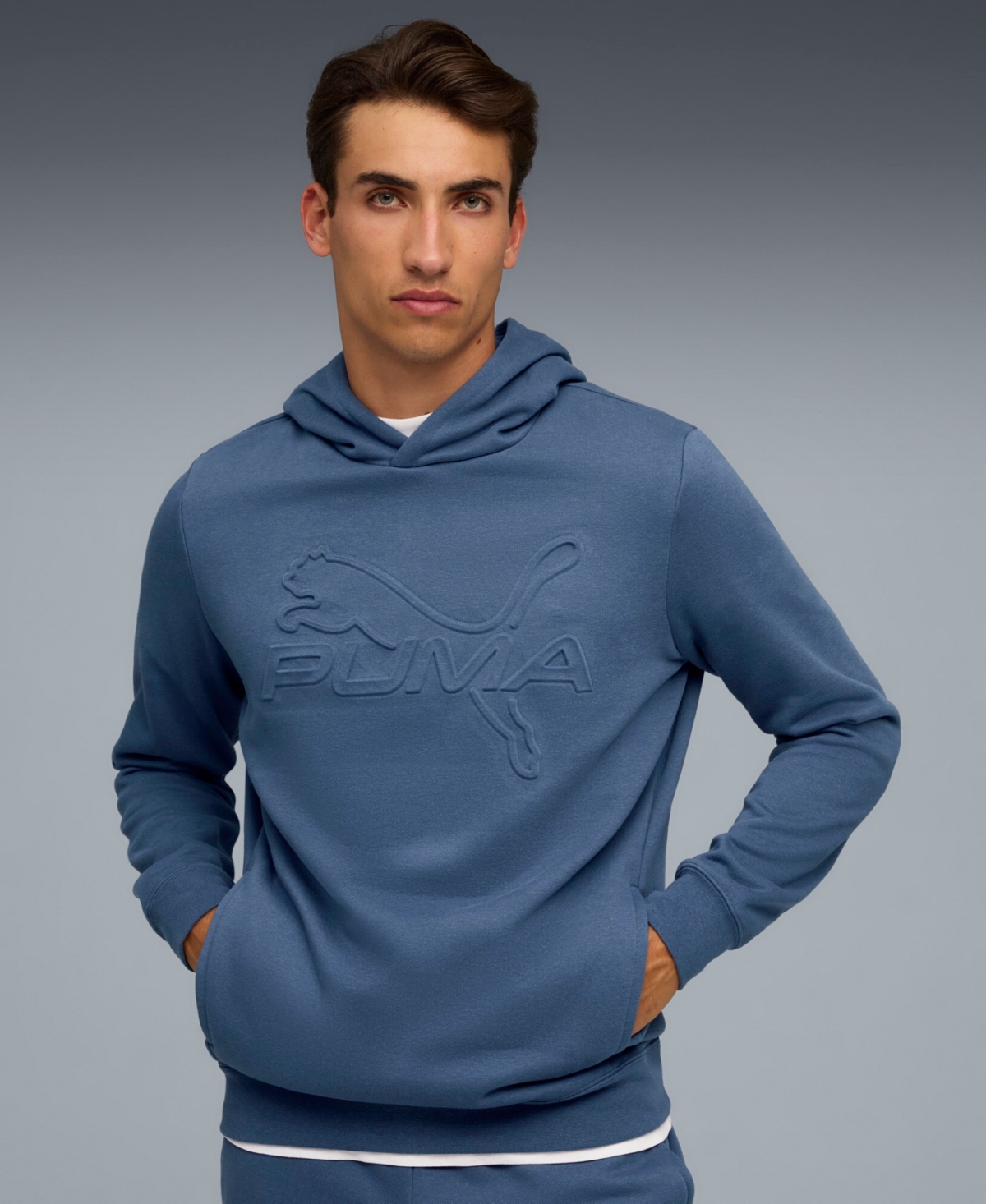 Click here for Puma Mens Embossed Logo Hoodie - Dark Indigo prices