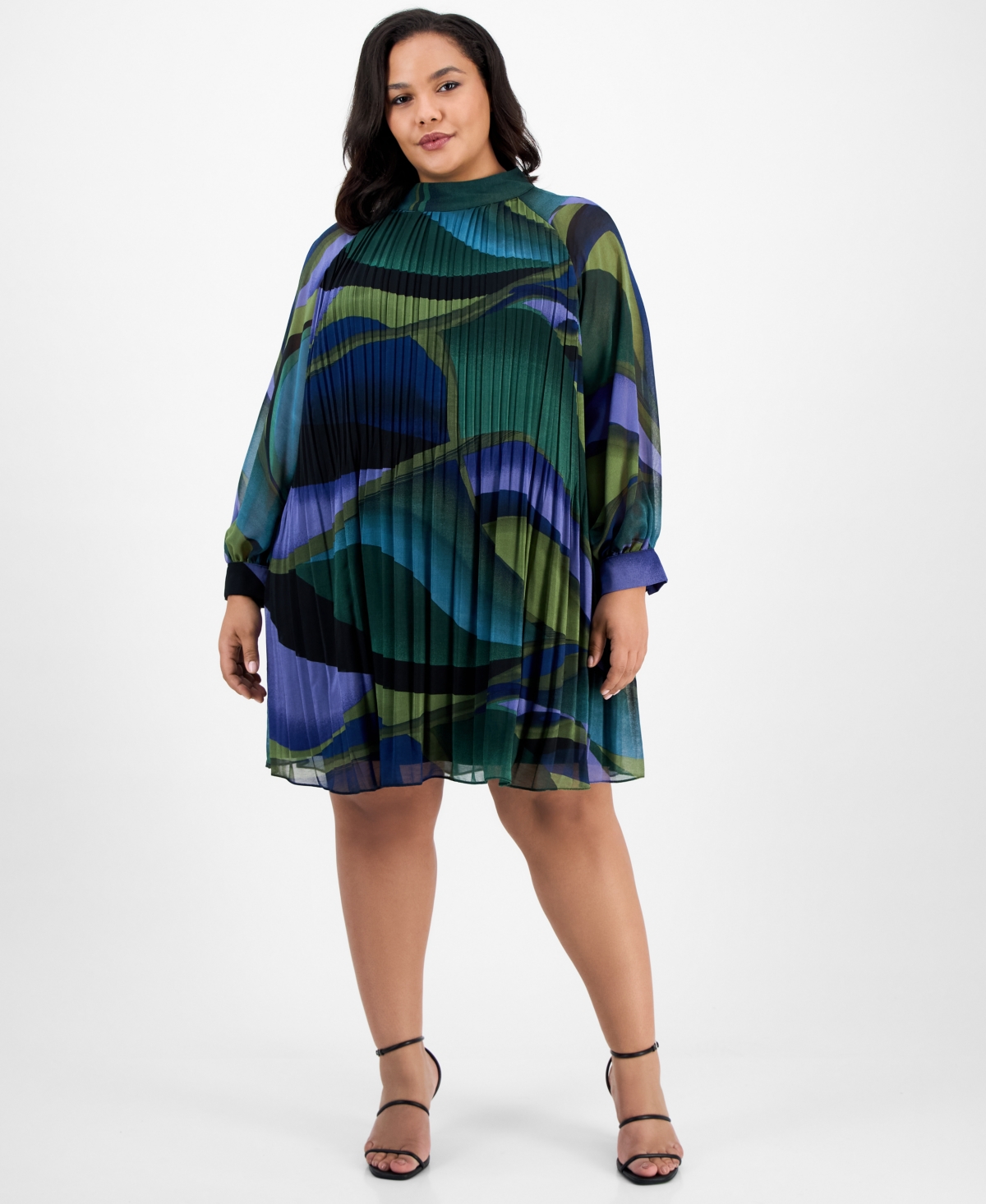 Click here for London Times Plus Size Printed Pleated Blouson-Sle... prices