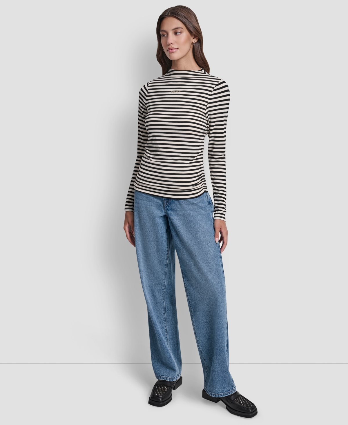 Click here for Dkny Jeans Womens Side Ruched High Neck Long Sleev... prices