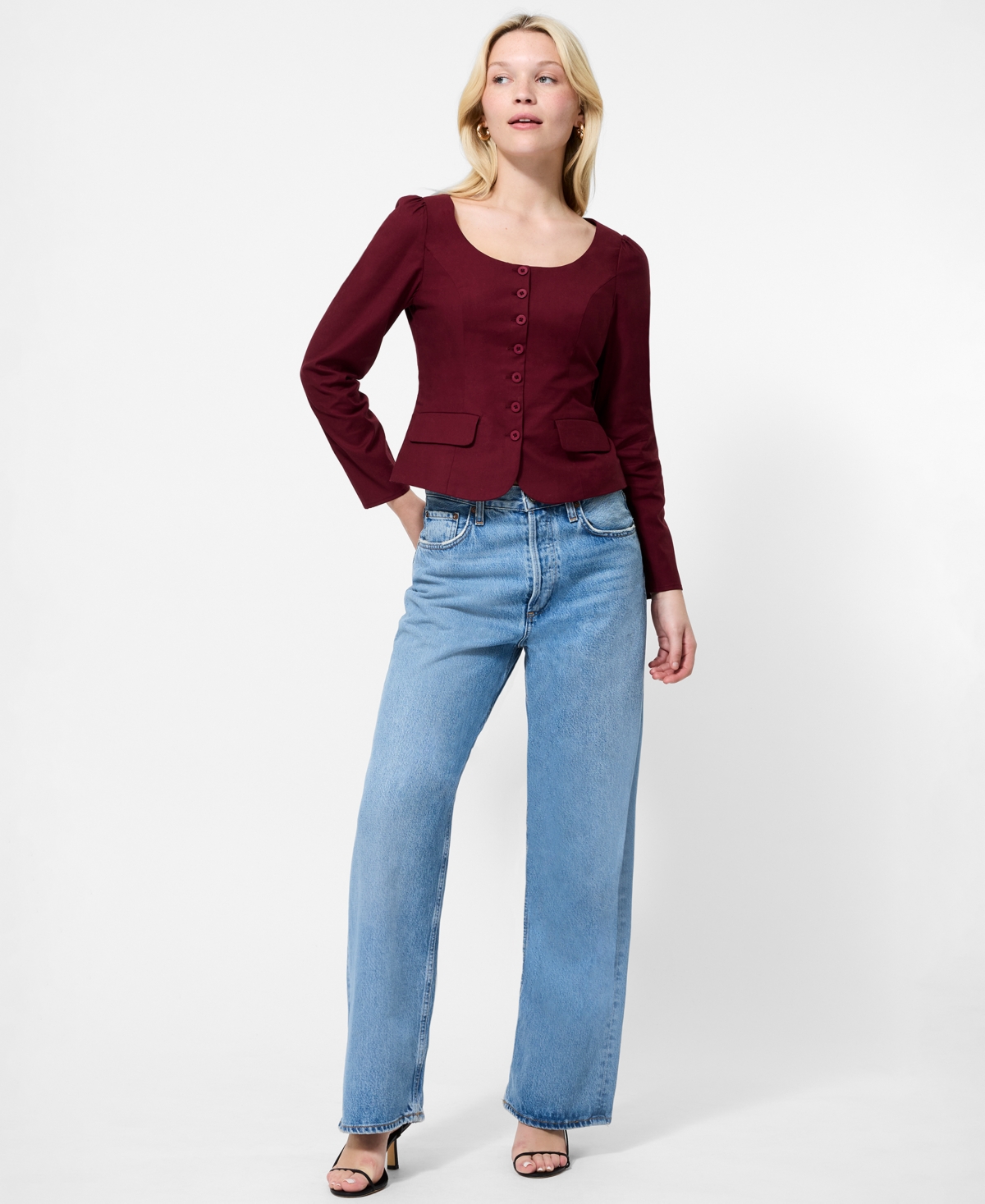Click here for French Connection Womens Long Sleeves Poplin Top -... prices
