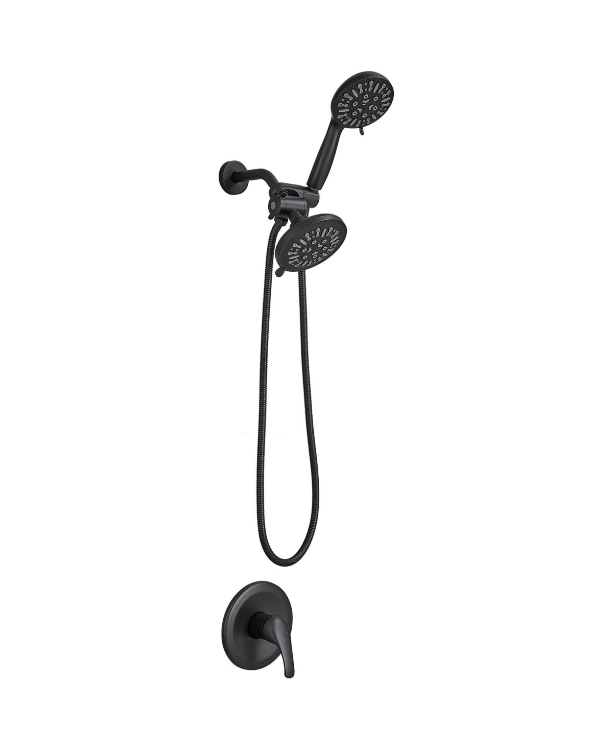 Greenspring Single-Handle 1-Spray Round Rain Shower Faucet Combo Set with Dual Function Pressure Balance Valve in Brushed Nickel - Matte black