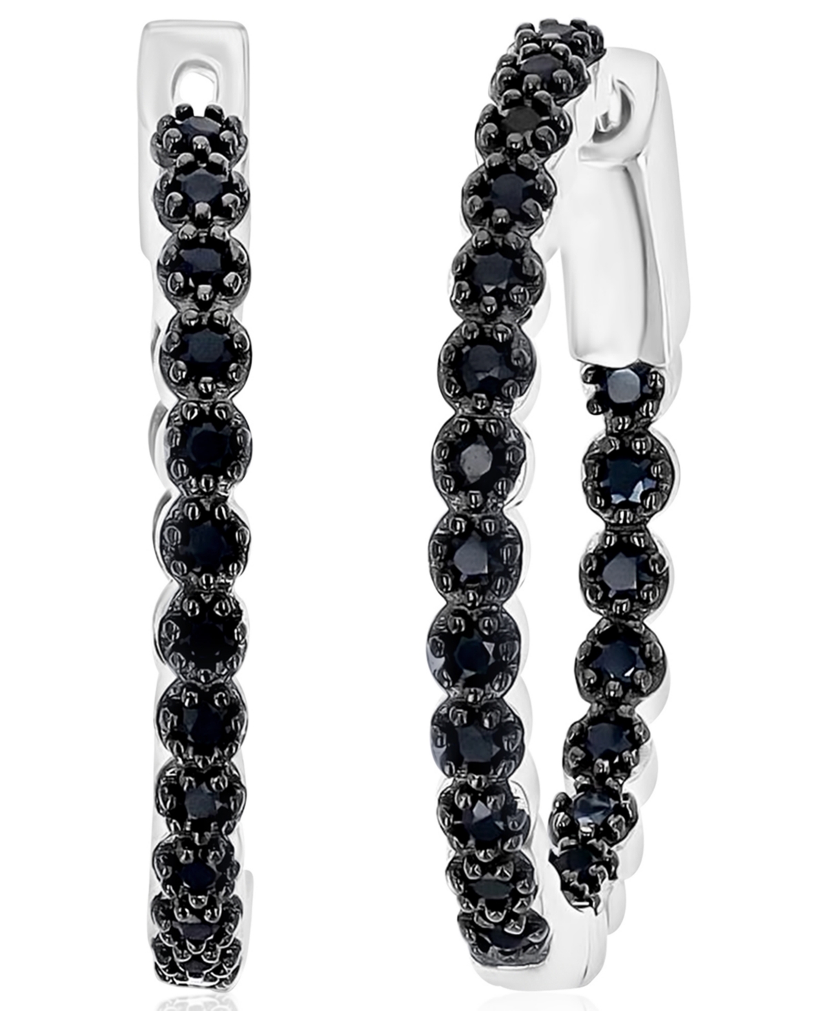 Click here for Macys Black Spinel Hoop Earrings (0.777 ct.t.w.) i... prices