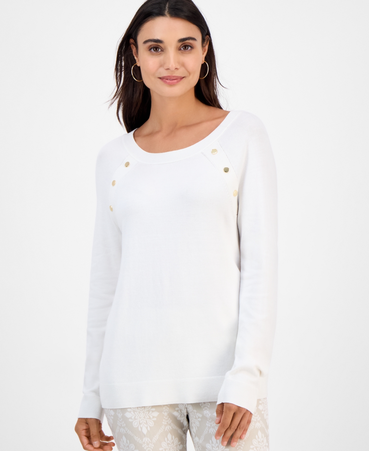 Click here for Jm Collection Petite Button-Detail Sweater  Macys... prices