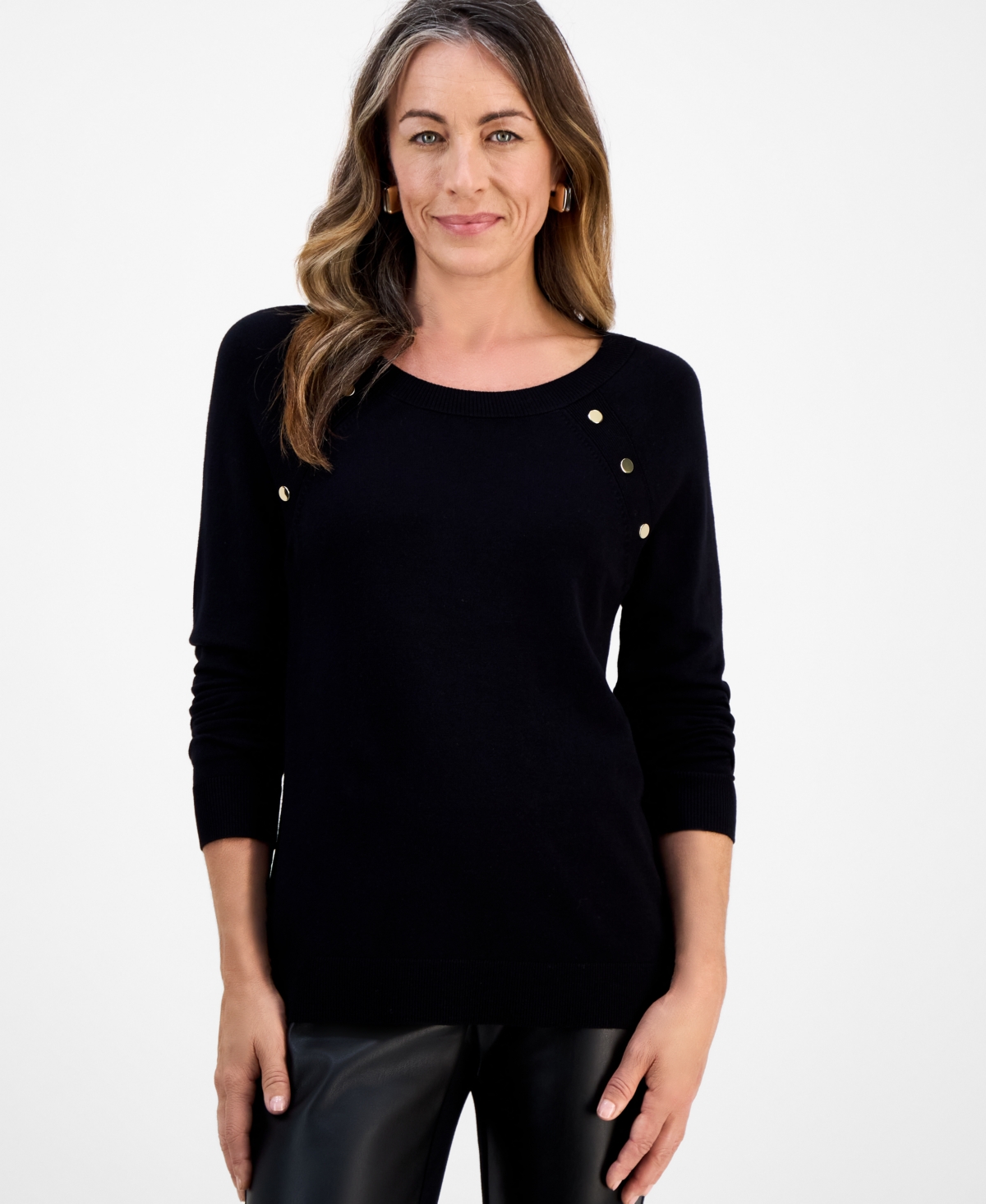 Click here for Jm Collection Petite Button-Detail Sweater  Macys... prices