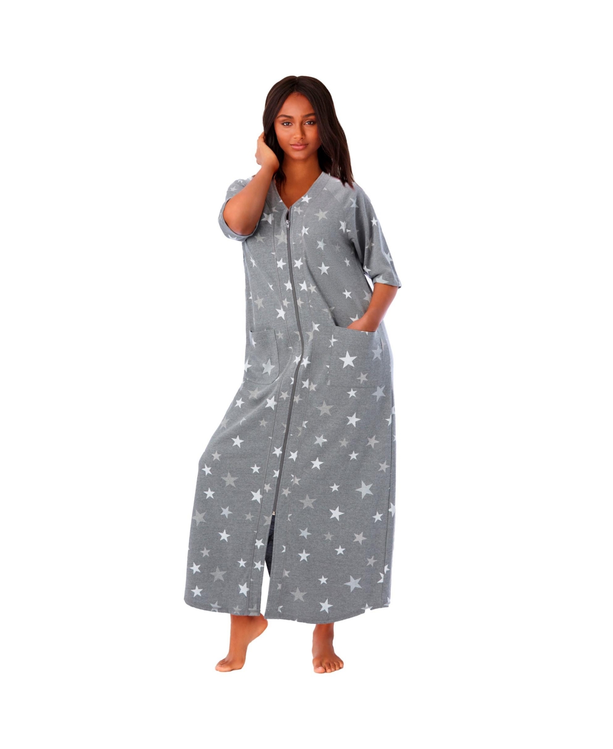Click here for Dreams & Co. Womens Long French Terry Zip-Front Ro... prices