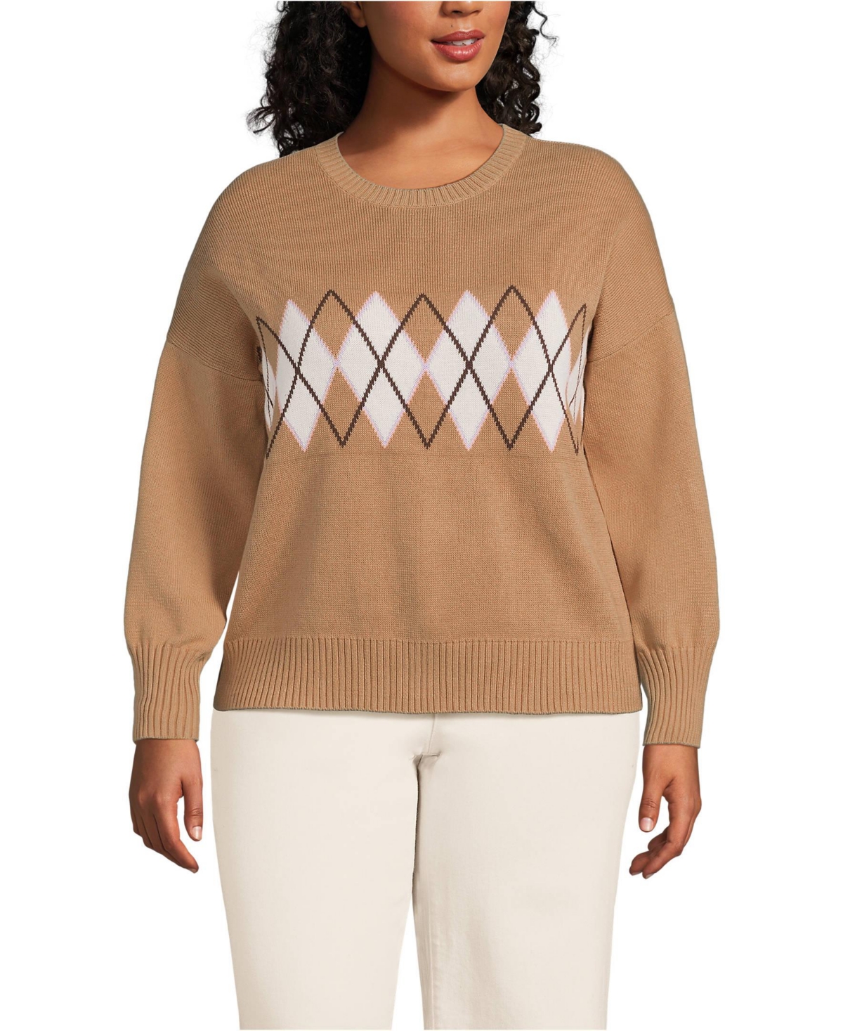 Click here for Lands End Womens Plus Size Cotton Drifter Argyle C... prices