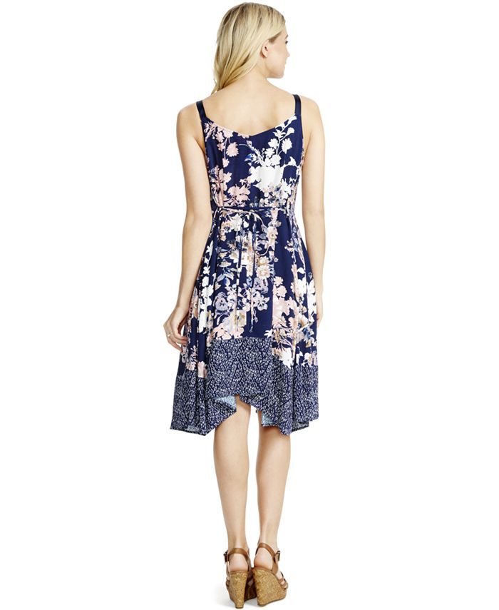 Jessica Simpson Maternity Floral-Print Handkerchief-Hem Dress - Macy's
