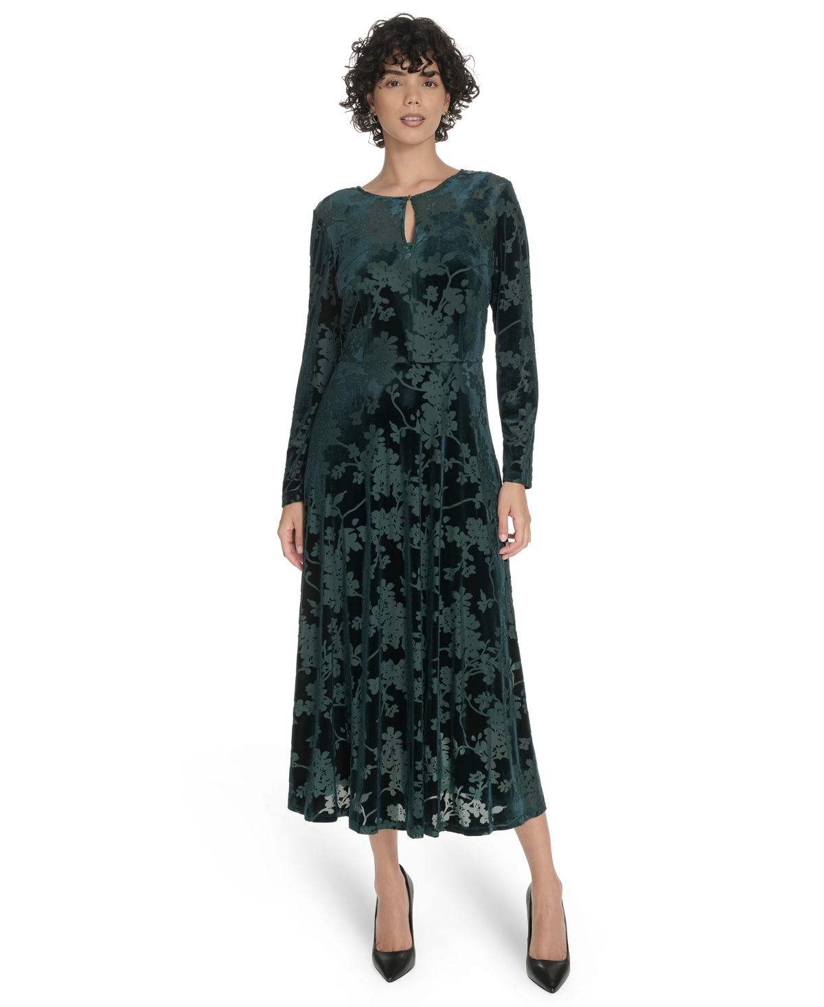 Click here for Tommy Hilfiger Womens Keyhole Printed Midi Dress -... prices