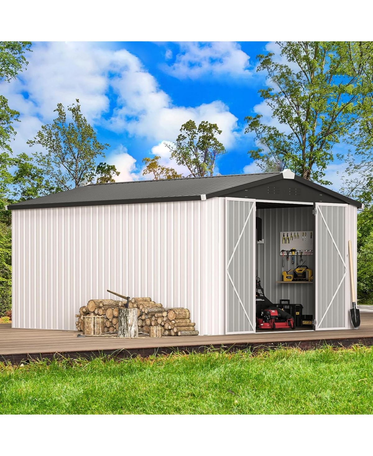 Click here for Aecojoy 10x14 Outdoor Storage Shed - White prices