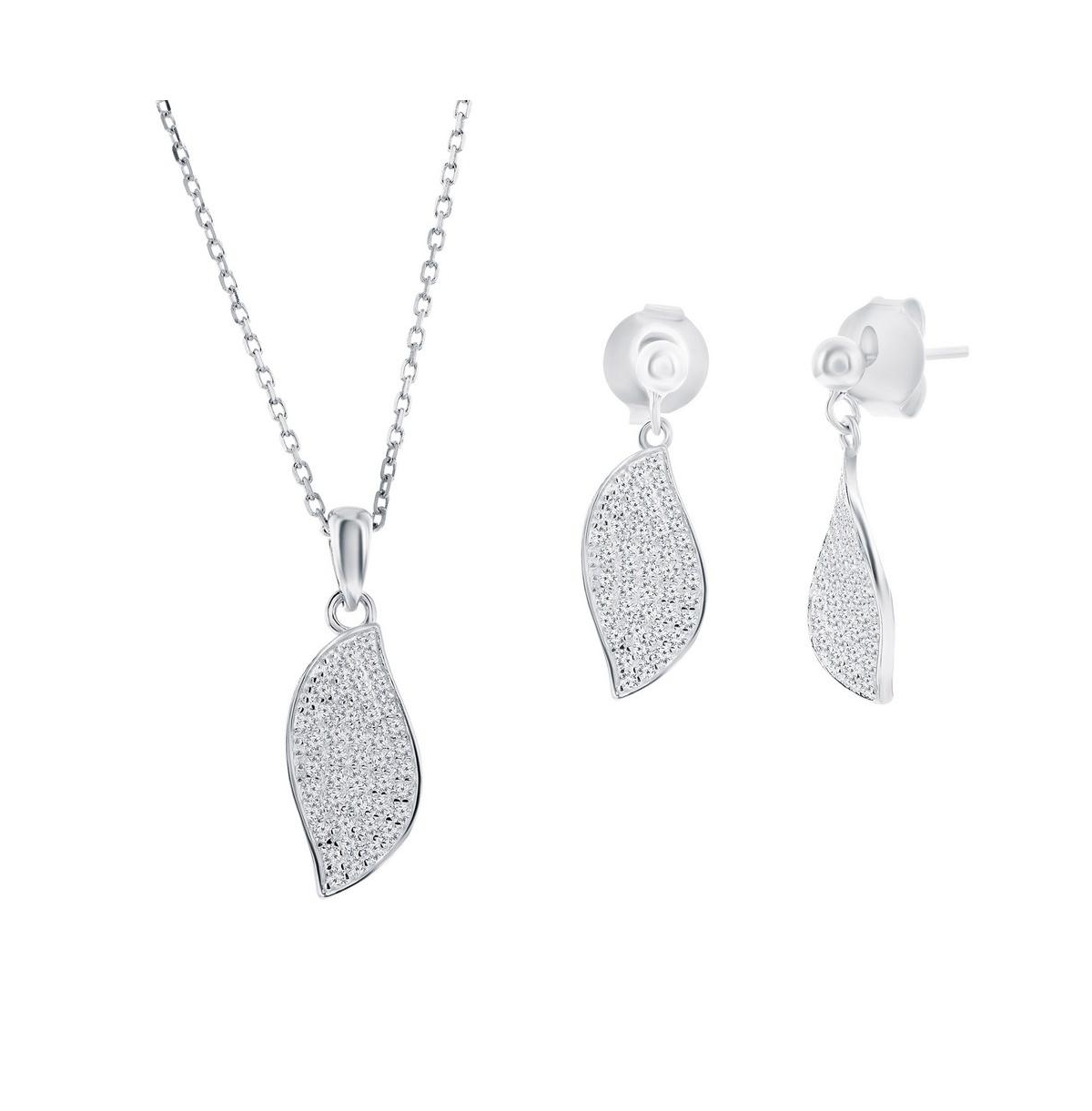 Click here for Sterling Silver  Pave Cz Wave Design Necklace & Ea... prices