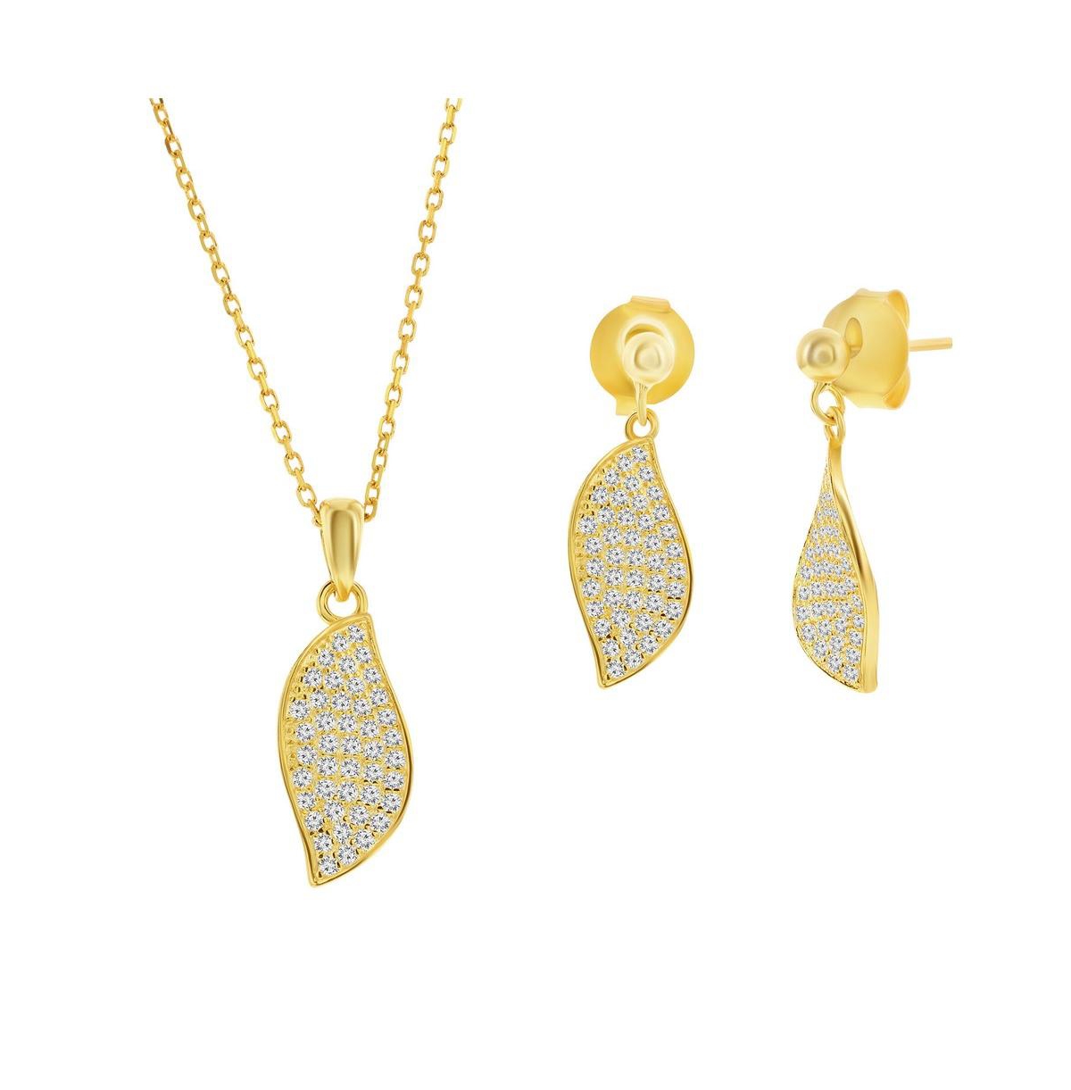 Click here for Sterling Silver  Pave Cz Wave Design Necklace & Ea... prices