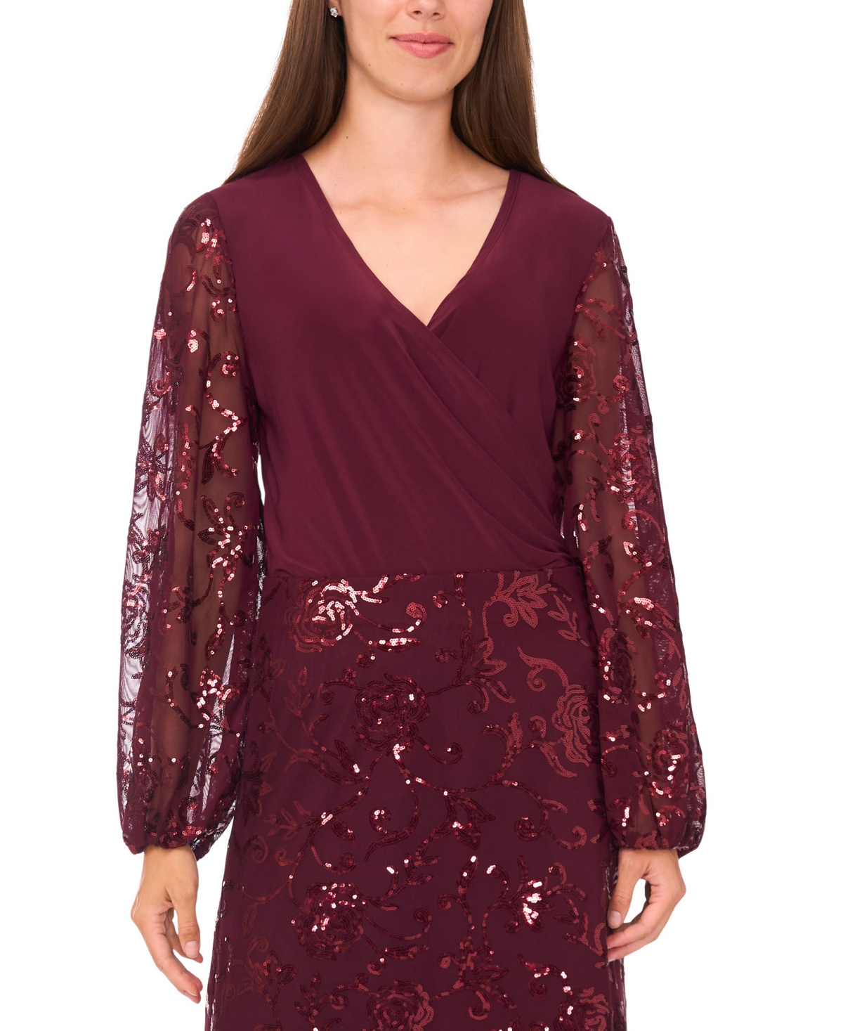 Click here for Msk Womens Mixed Media Long Sleeve Top - Wine Tast... prices
