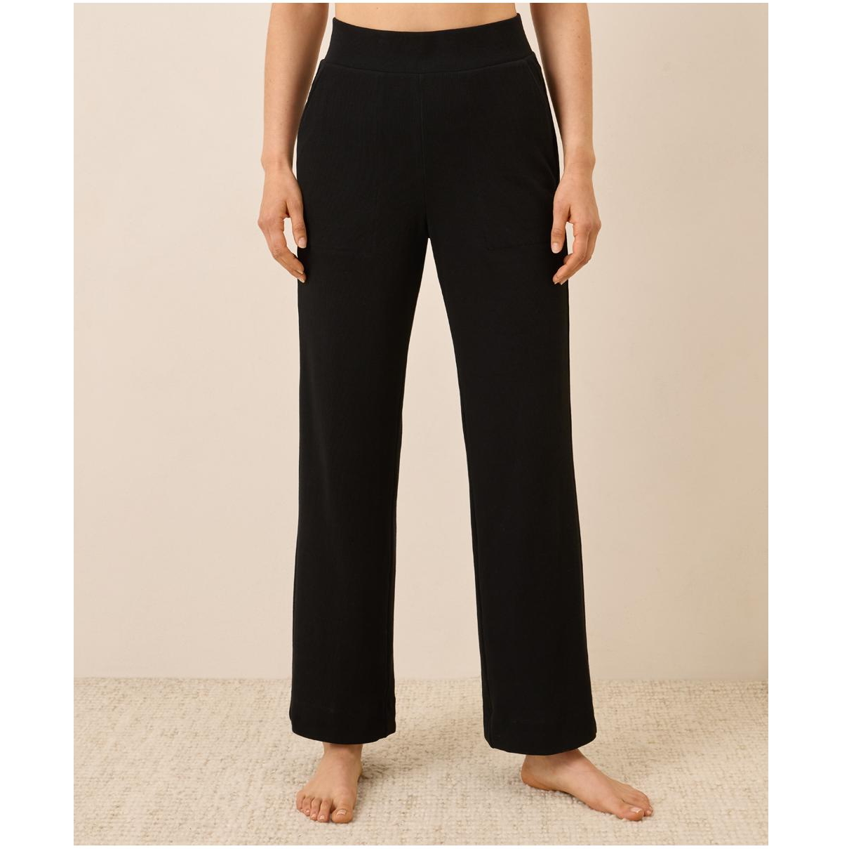 Click here for Pact Womens Dream Rib Wide Leg Lounge Pant - Black prices