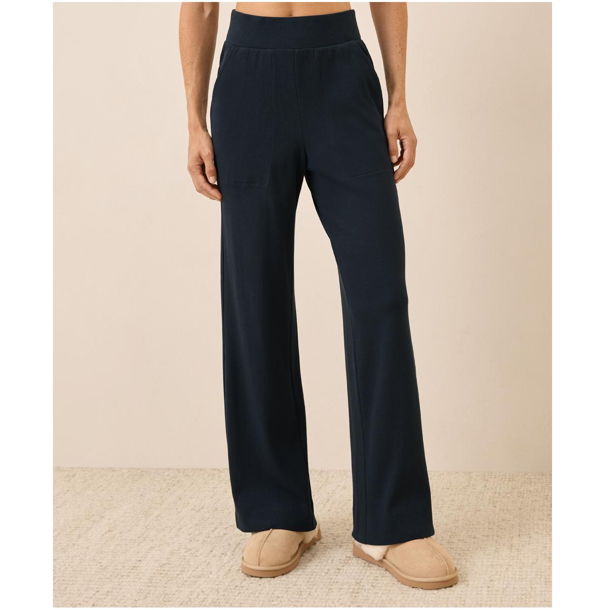 Click here for Pact Womens Dream Rib Wide Leg Lounge Pant - Midni... prices
