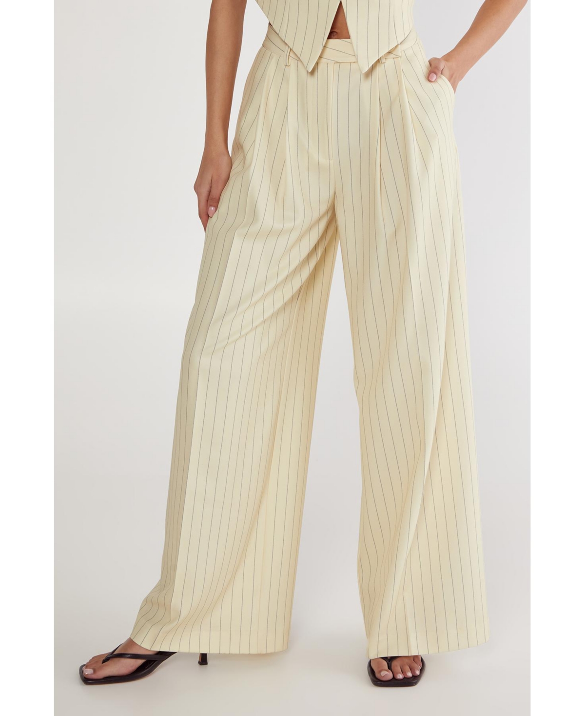 Click here for Nasty Gal Womens Pinstripe Tailored Pants - Butter prices