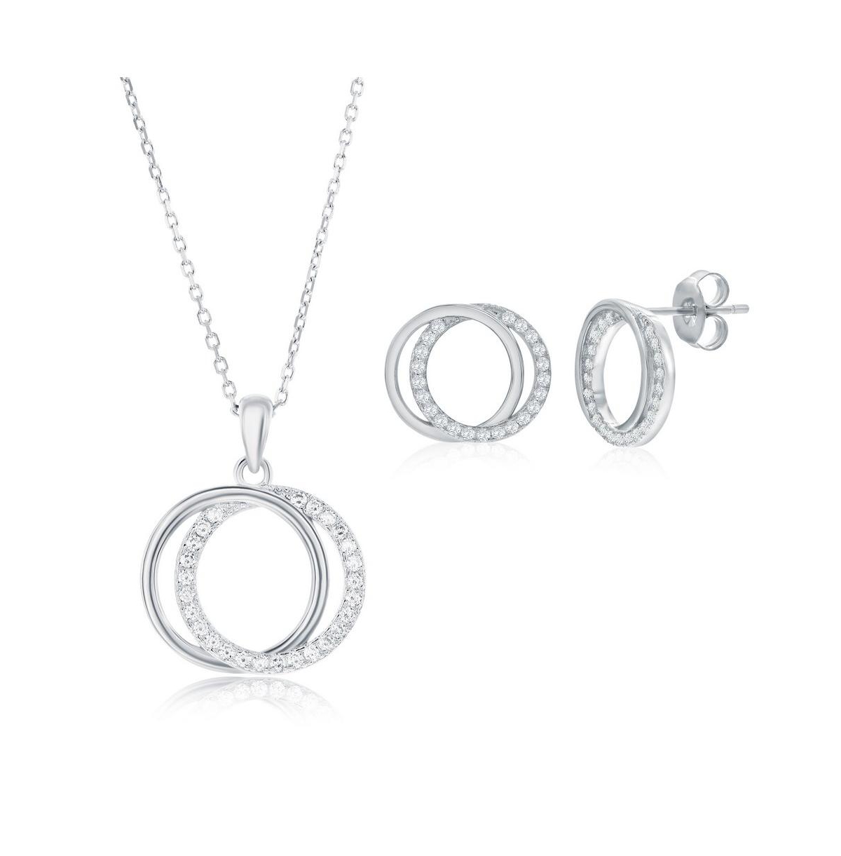 Click here for Simona Sterling Silver  Interlocking Circle Cz Nec... prices