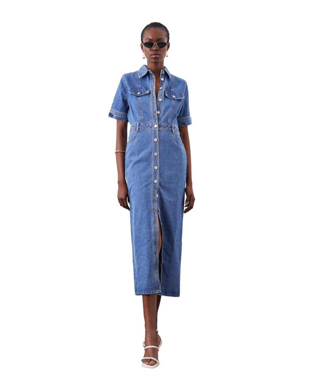 Click here for Karen Millen Womens Denim Midi Shirt Dress - Mid w... prices