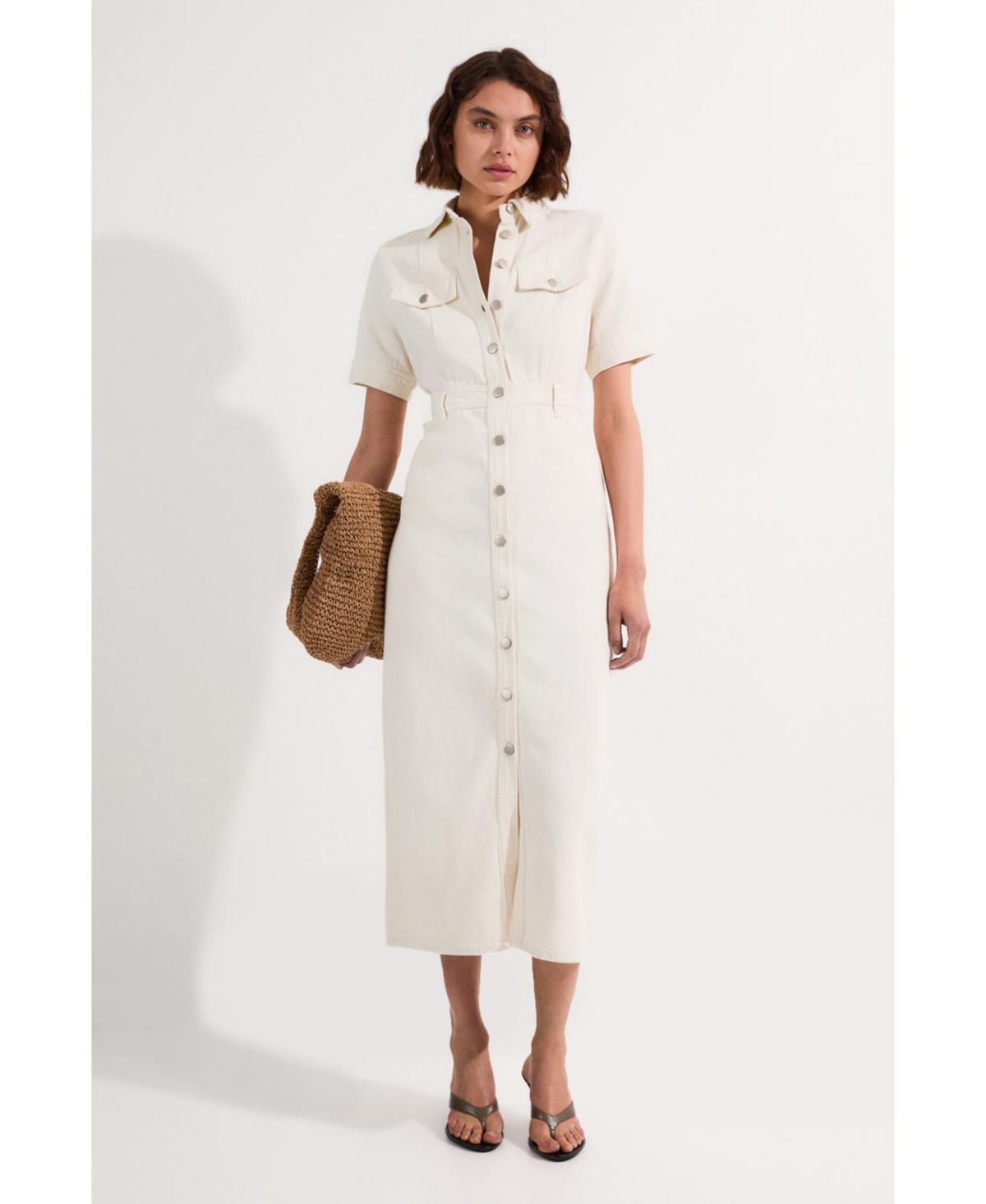 Click here for Karen Millen Womens Denim Midi Shirt Dress - Cream prices