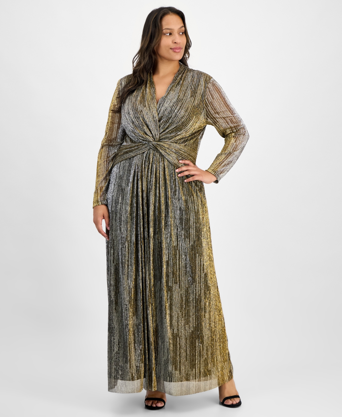 Click here for Anne Klein Plus Size Twist-Front Maxi Dress - Gold prices