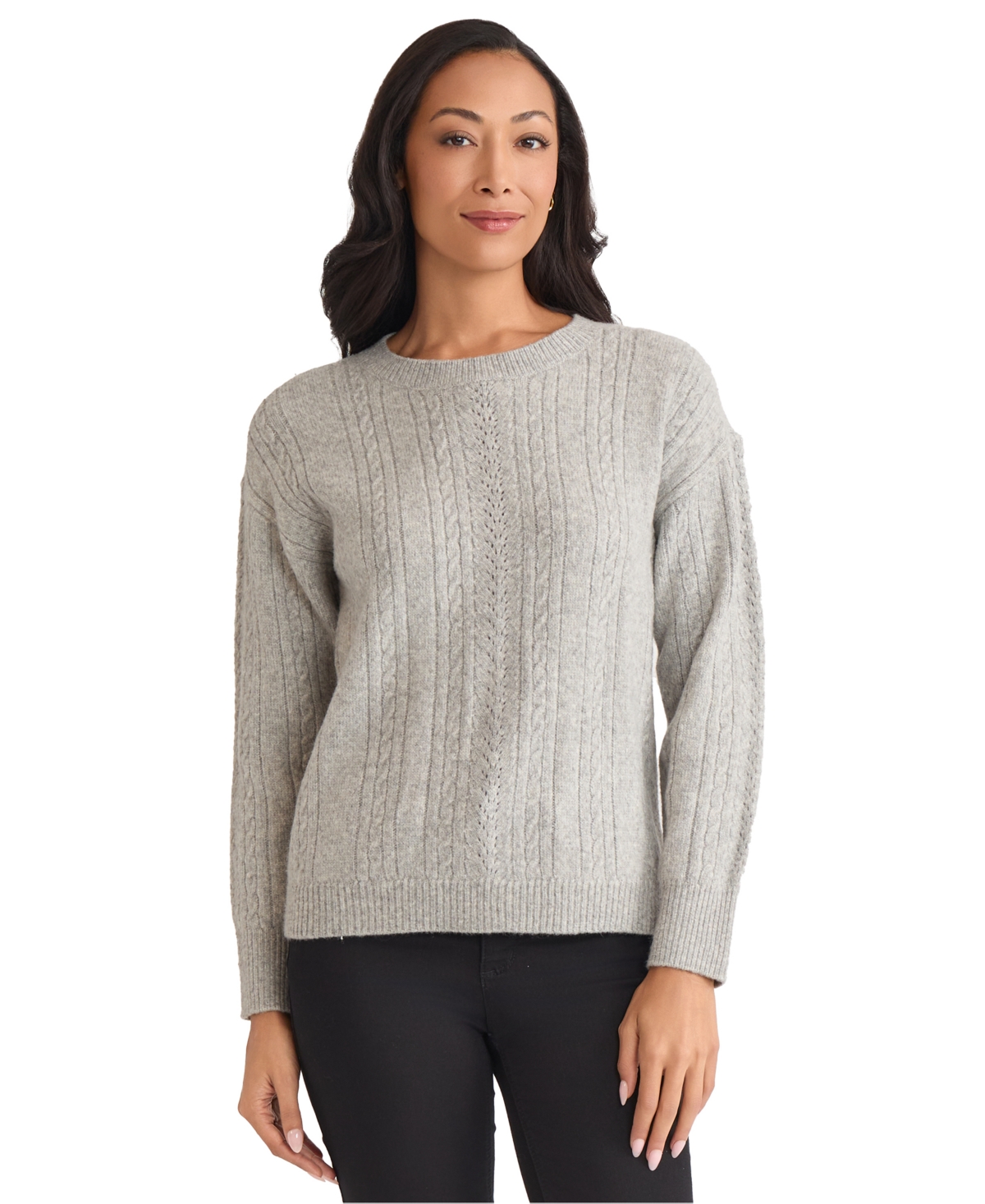 Click here for Jones New York Petite Long Sleeve Sweater - Smoke... prices