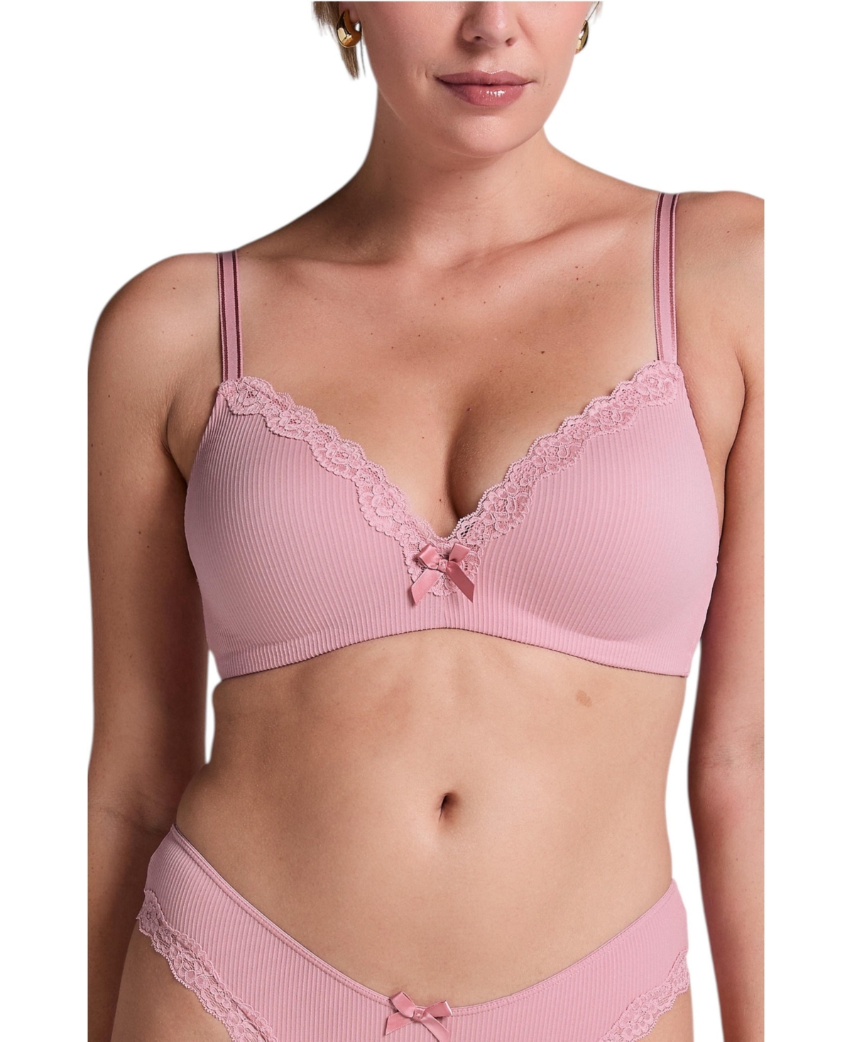 Click here for Hunkemoller Womens Lola Padded Non-Wired Bra - Pin... prices
