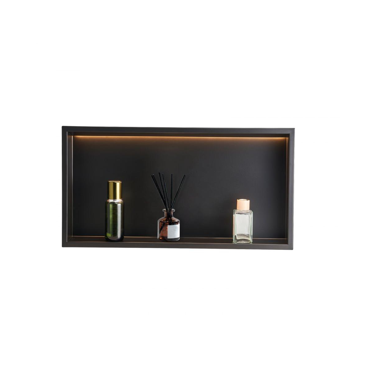 Slickblue Shower Niche Stainless Steel Recessed Shelf with Led Strip - Grey