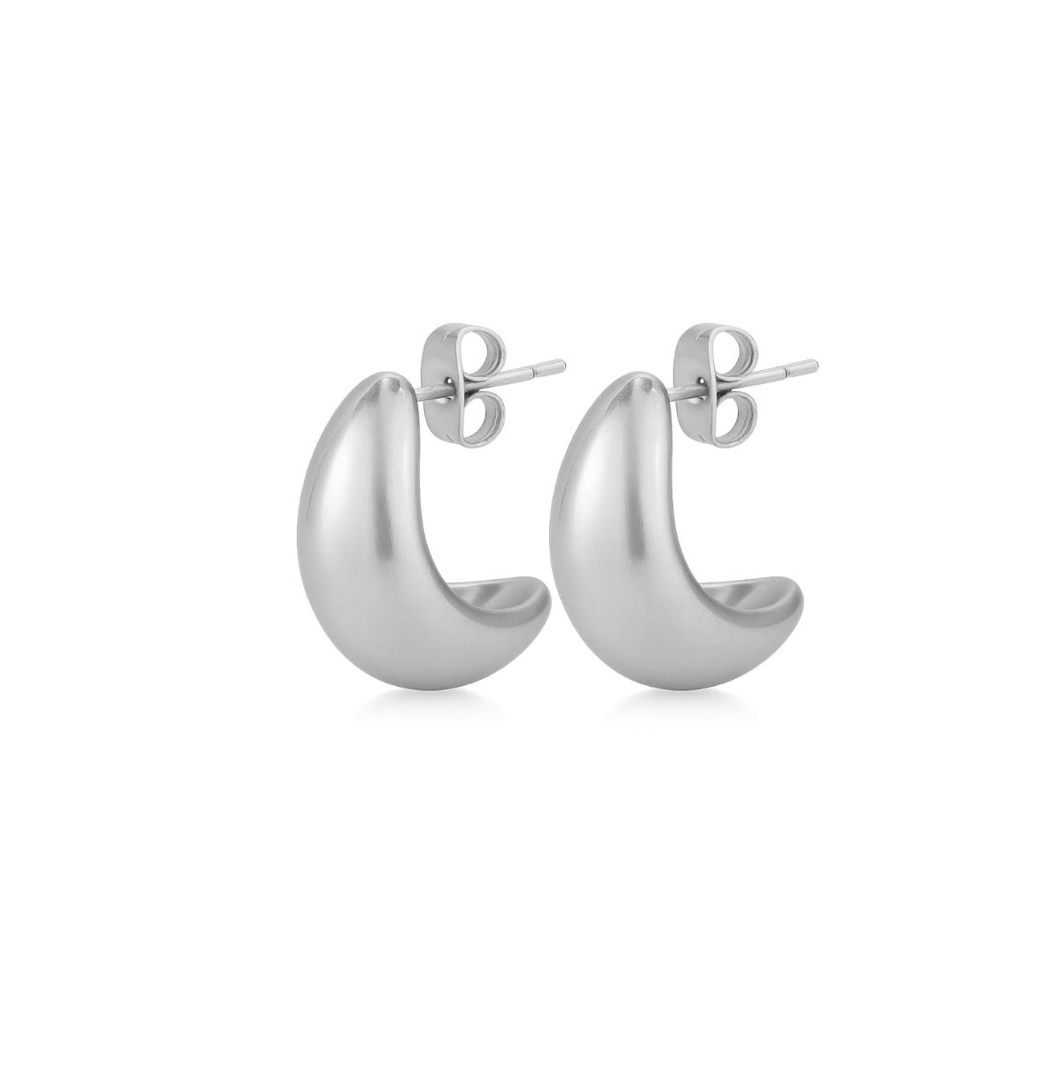 Click here for Dome Huggie Teardrop Earrings - Silver prices