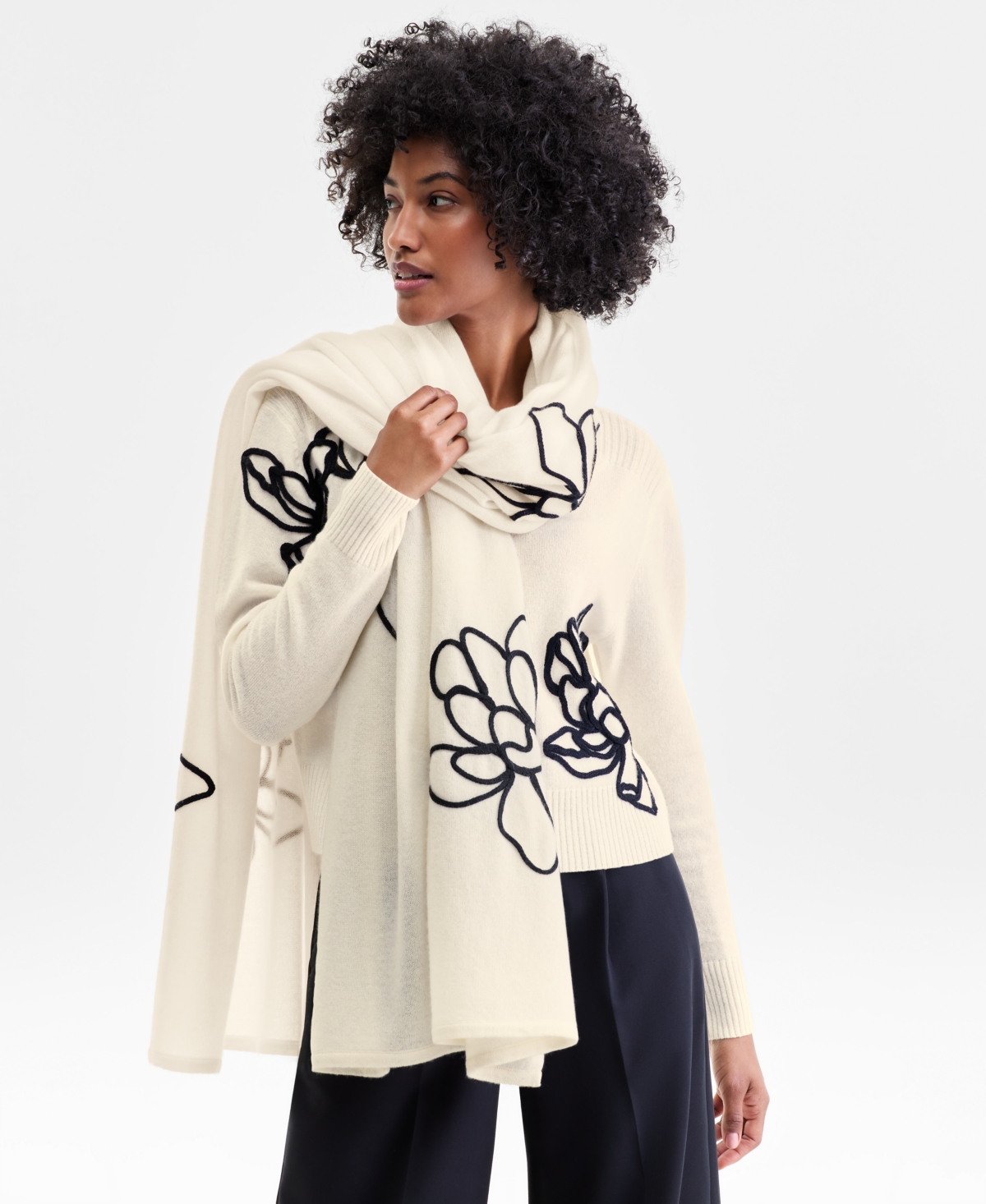 Charter Club 100 Cashmere Oversized Scarf  Macys Exclusive - Vanilla Ice