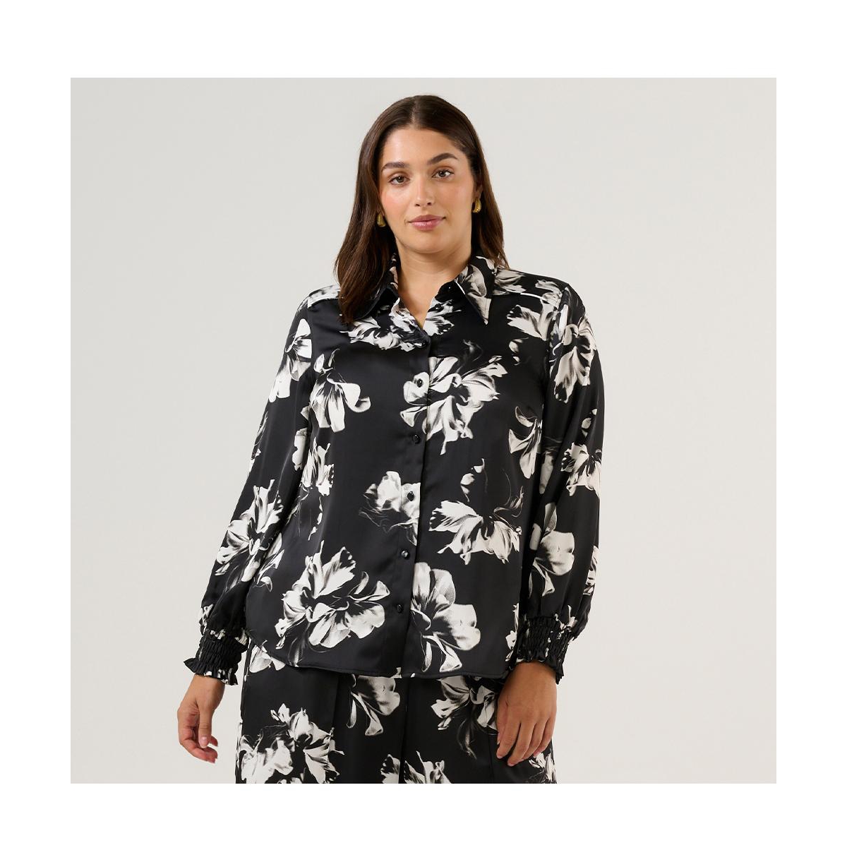 Click here for Estelle Gilda Satin Shirt - Black prices