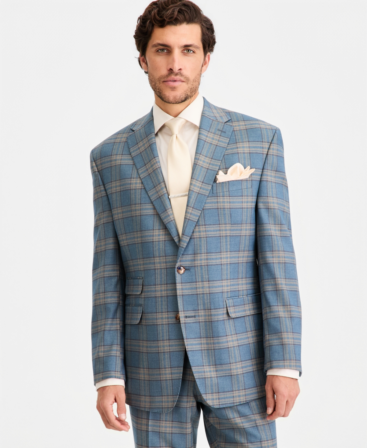 Click here for Tayion Collection Mens Classic-Fit Plaid Suit Sepa... prices