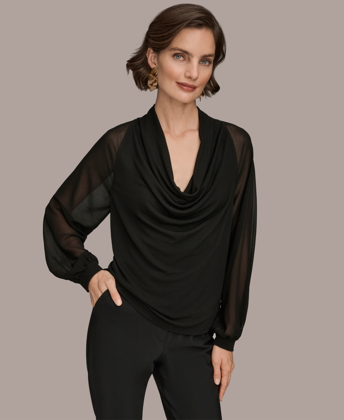 Click here for Donna Karan New York Womens Long Sleeve Mix Media... prices