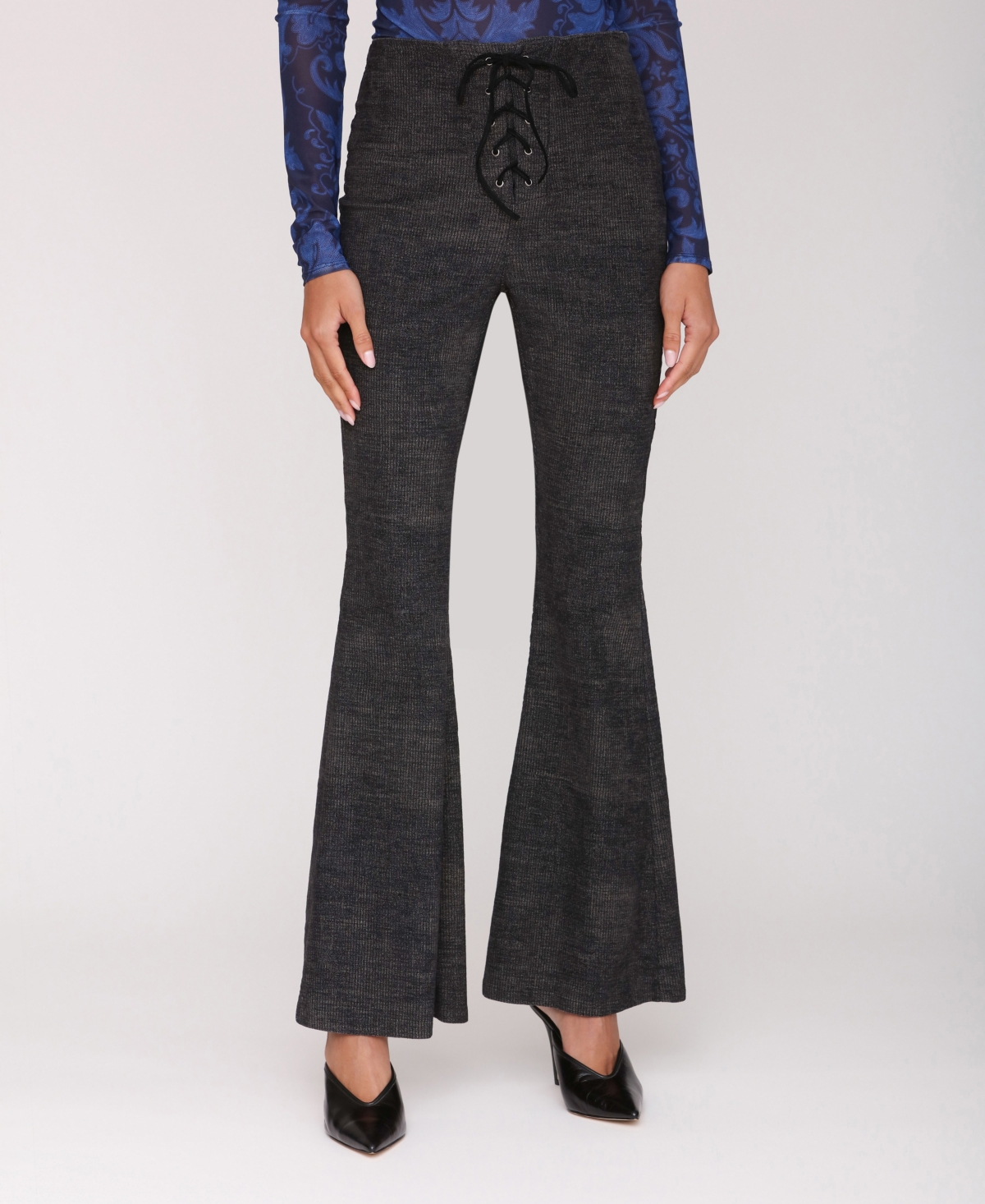 Click here for Avec Les Filles Womens Lace-Up Flare Pants - Gray prices