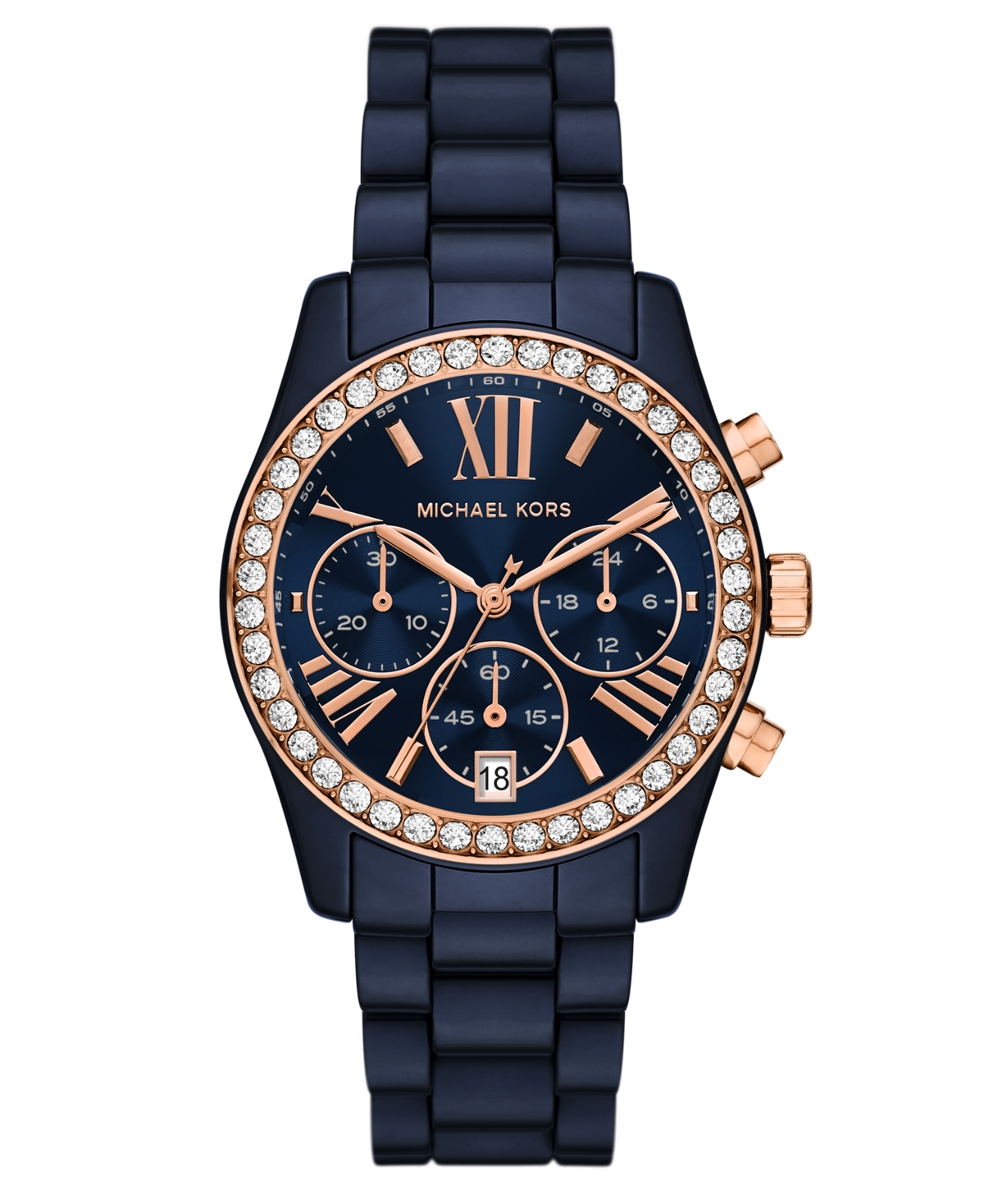 Michael Kors Womens Lexington Chronograph Navy Ceramic Watch  38mm - Navy