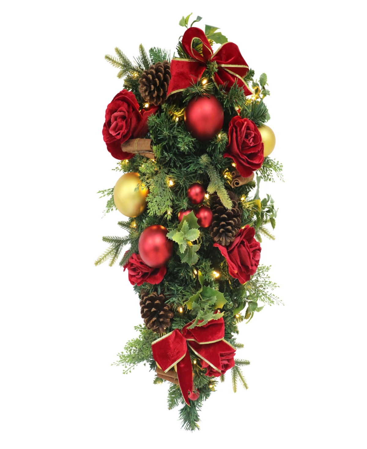 Click here for Puleo 28 Artificial Pre-Lit Adorned Swag - Red  Gr... prices