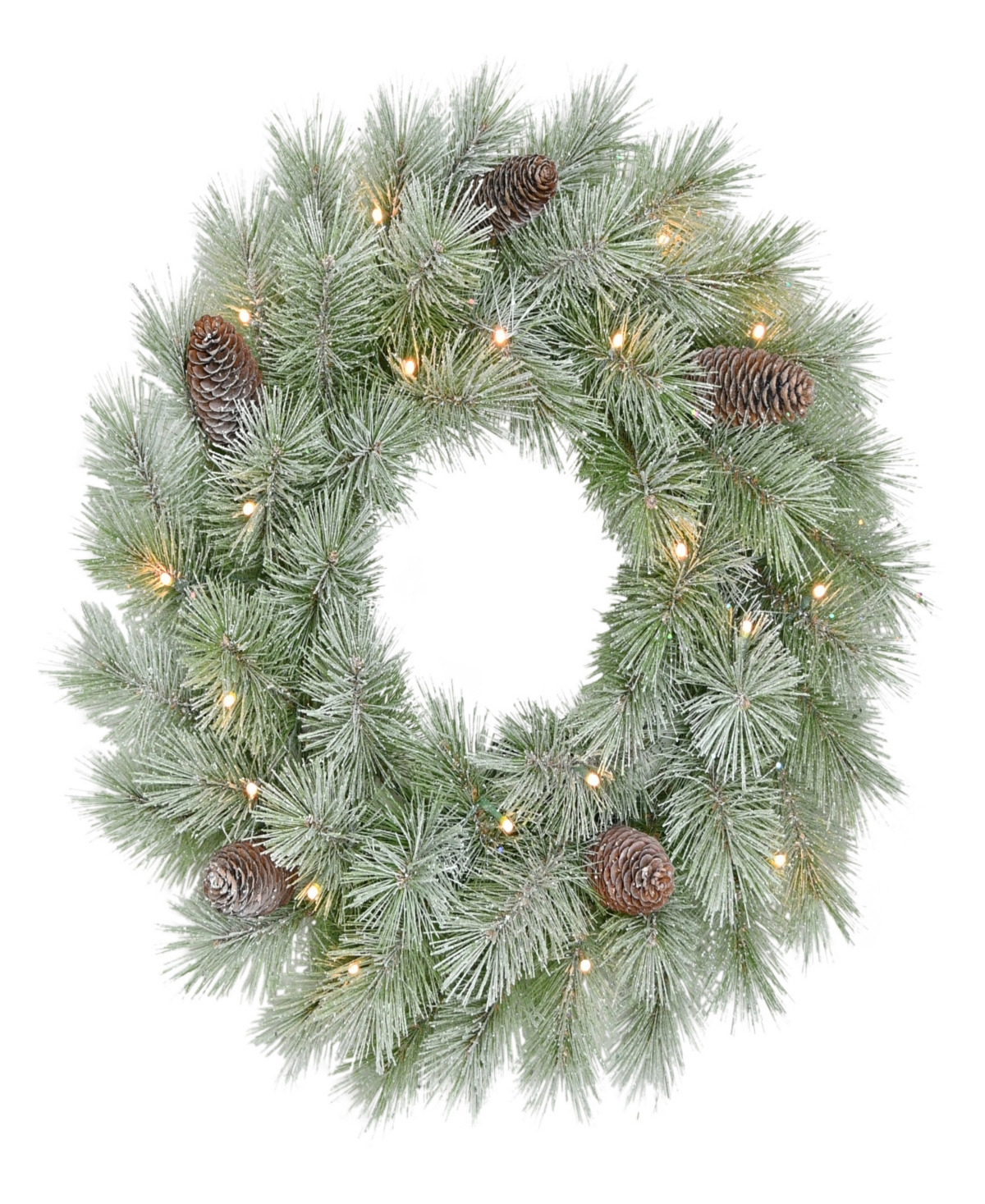 Click here for Puleo 24 Pre-Lit Artificial Flocked Wreath - Green prices