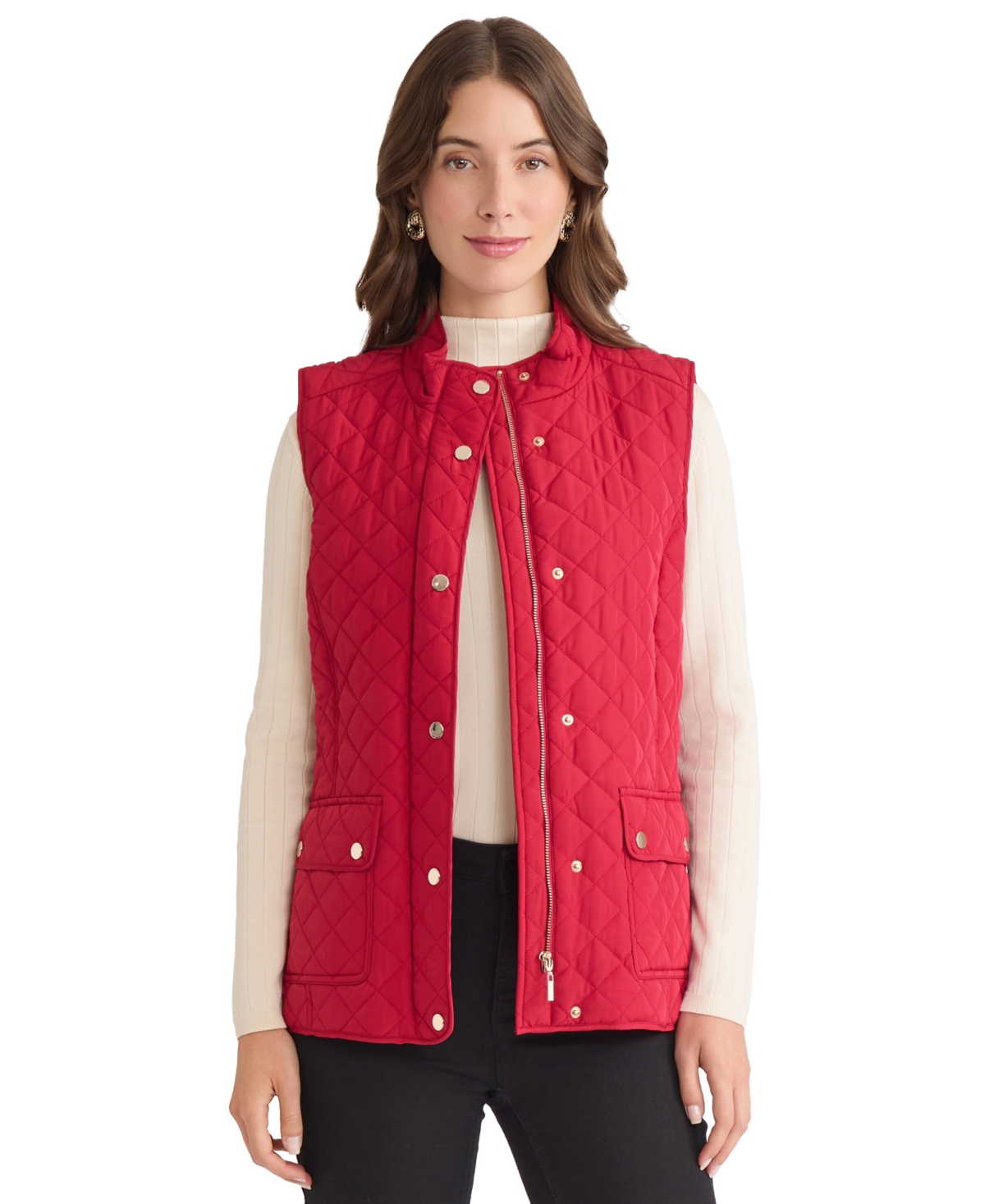 Click here for Jones New York Womens Patch Pocket Vest Jacket - D... prices