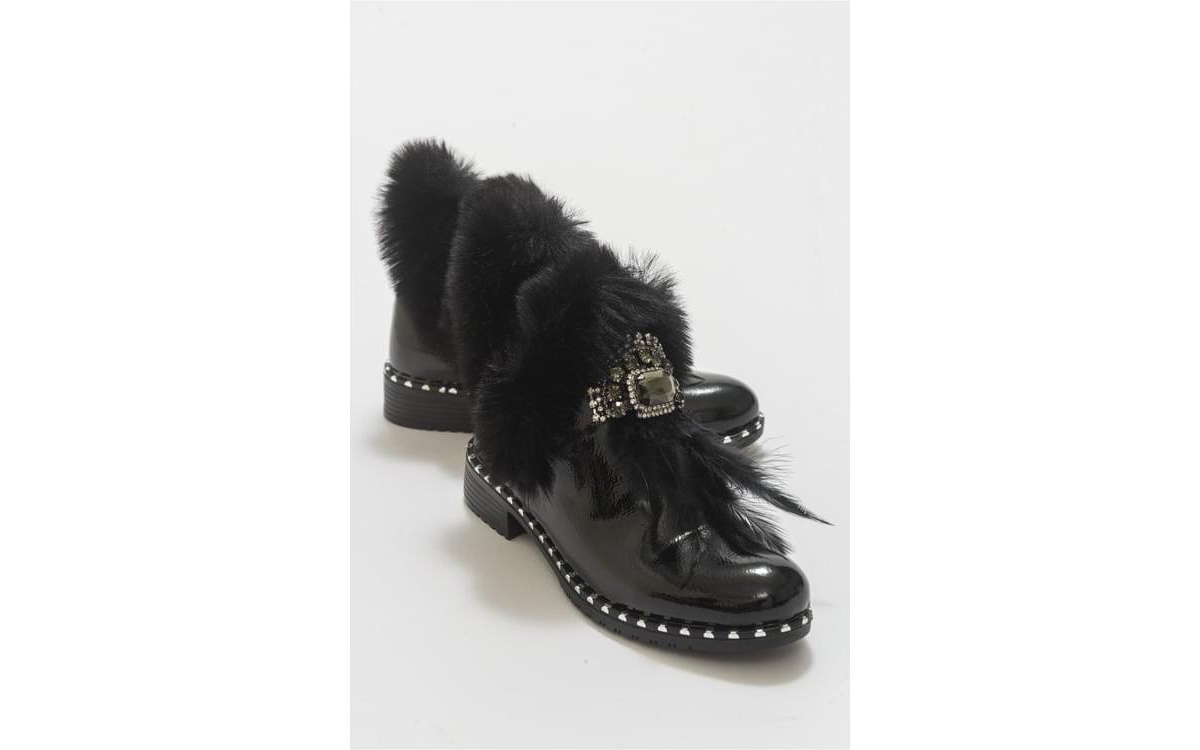 Click here for Prologue Shoes Polina Fur Boot (Women) - Black pat... prices