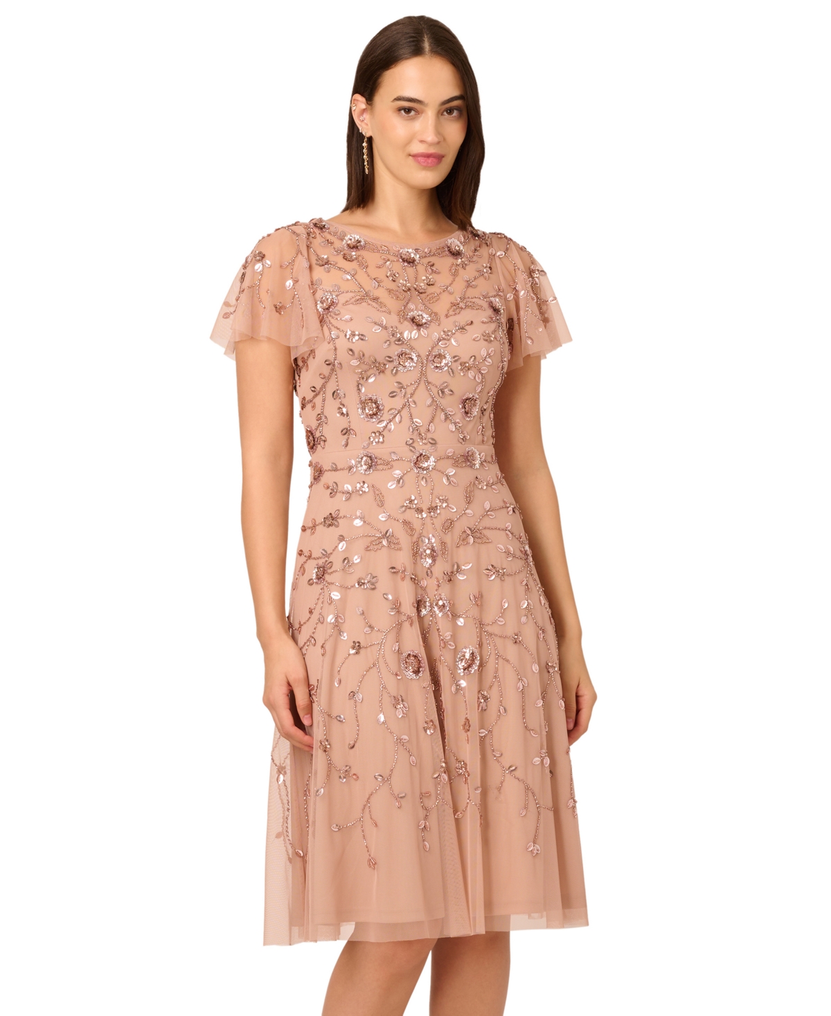 Click here for Adrianna Papell Womens Boat Neck Beaded Midi Dress... prices