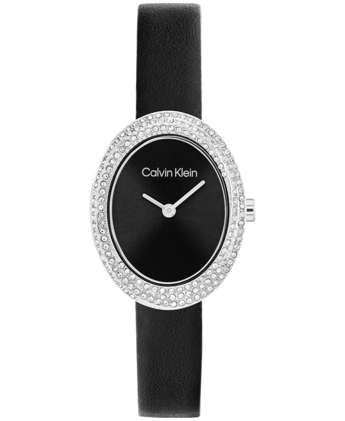 Click here for Calvin Klein Womens Twisted Bezel Black Leather St... prices