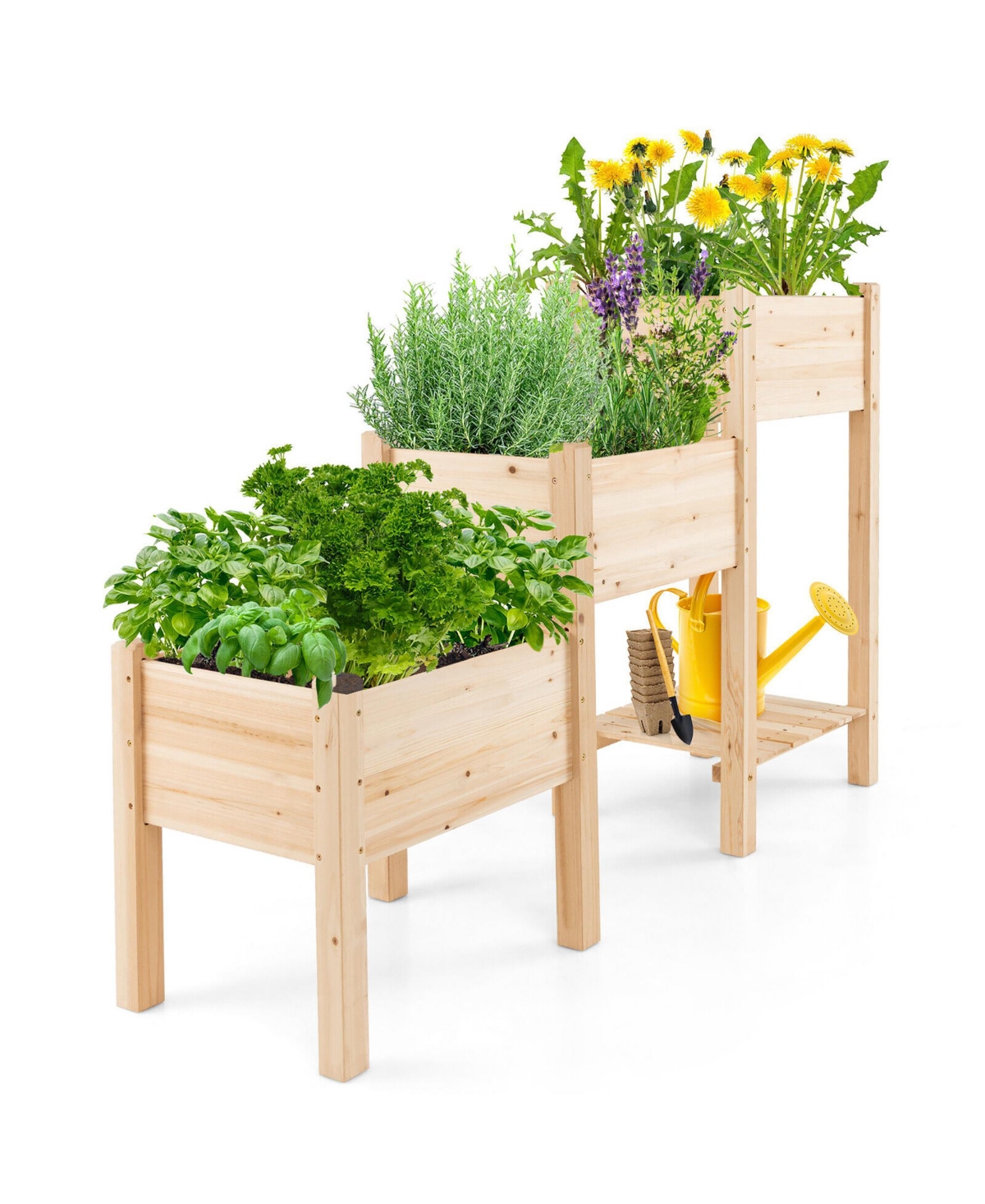 Click here for Gymax 3-Tier Wooden Garden Bed Elevated Planter w/... prices
