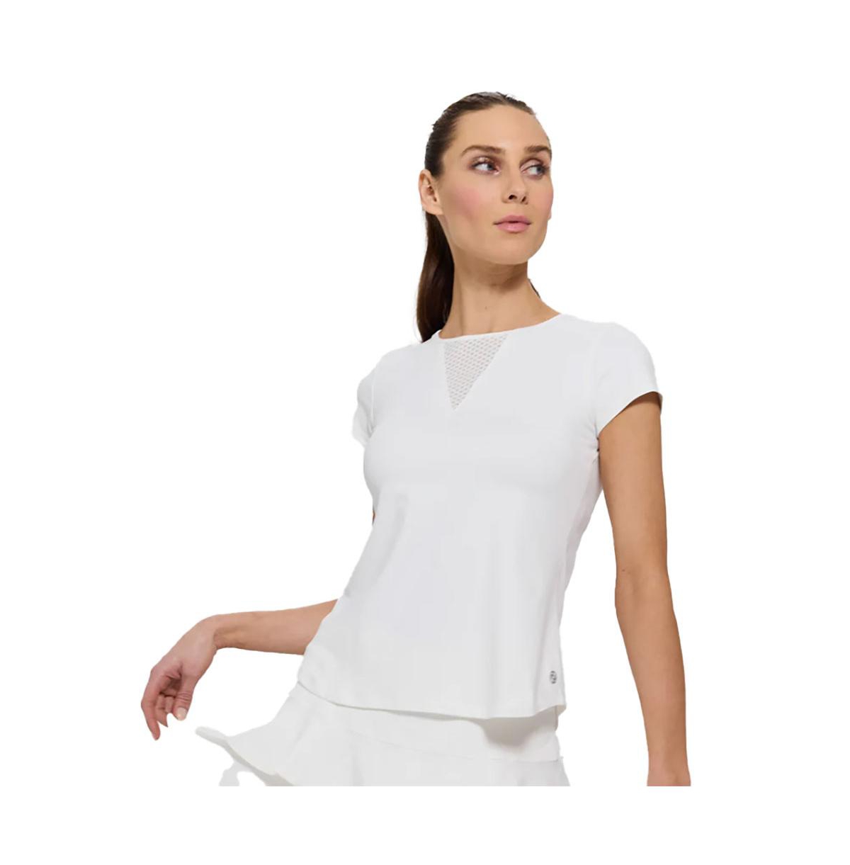 Click here for Lija Deep V-Neck Womens Tennis Shirt - White prices