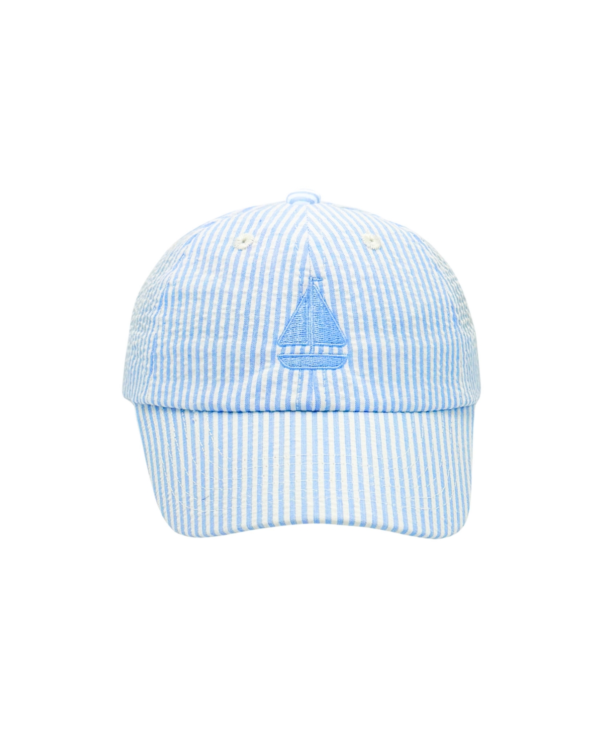 Click here for Bits & Bows Seersucker Sailboat Baseball Hat in Bl... prices