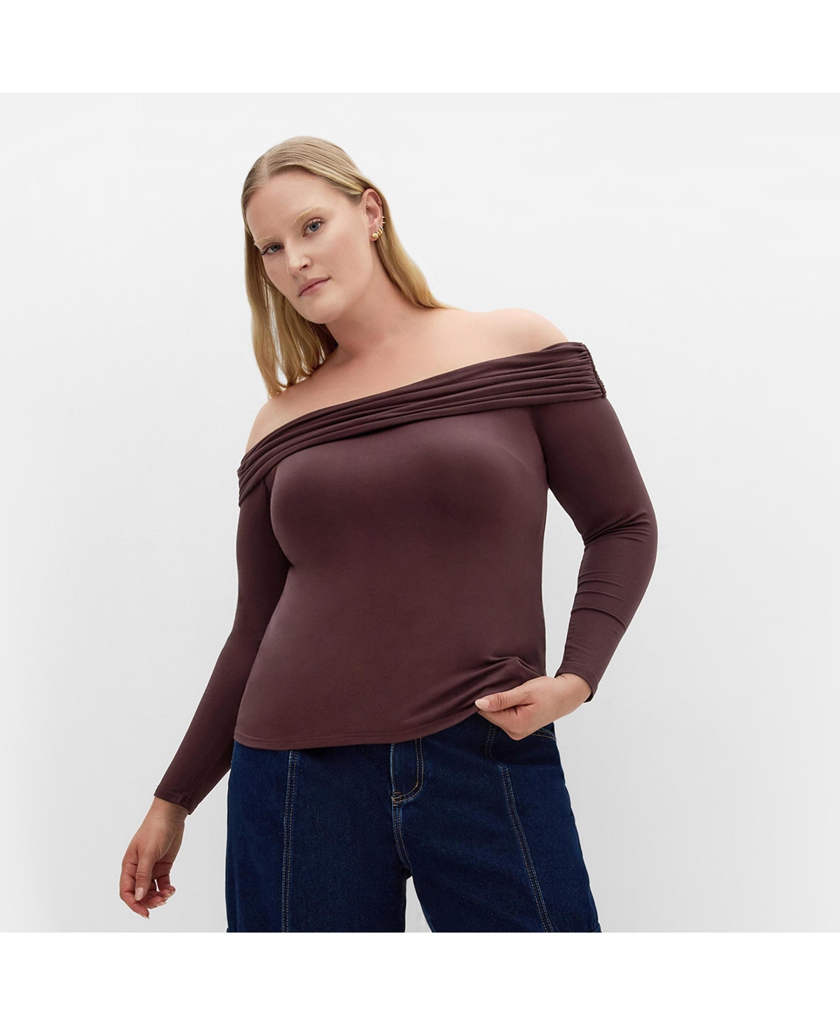 Click here for City Chic Womens Plus Size Jojo Knit Top - Chocola... prices