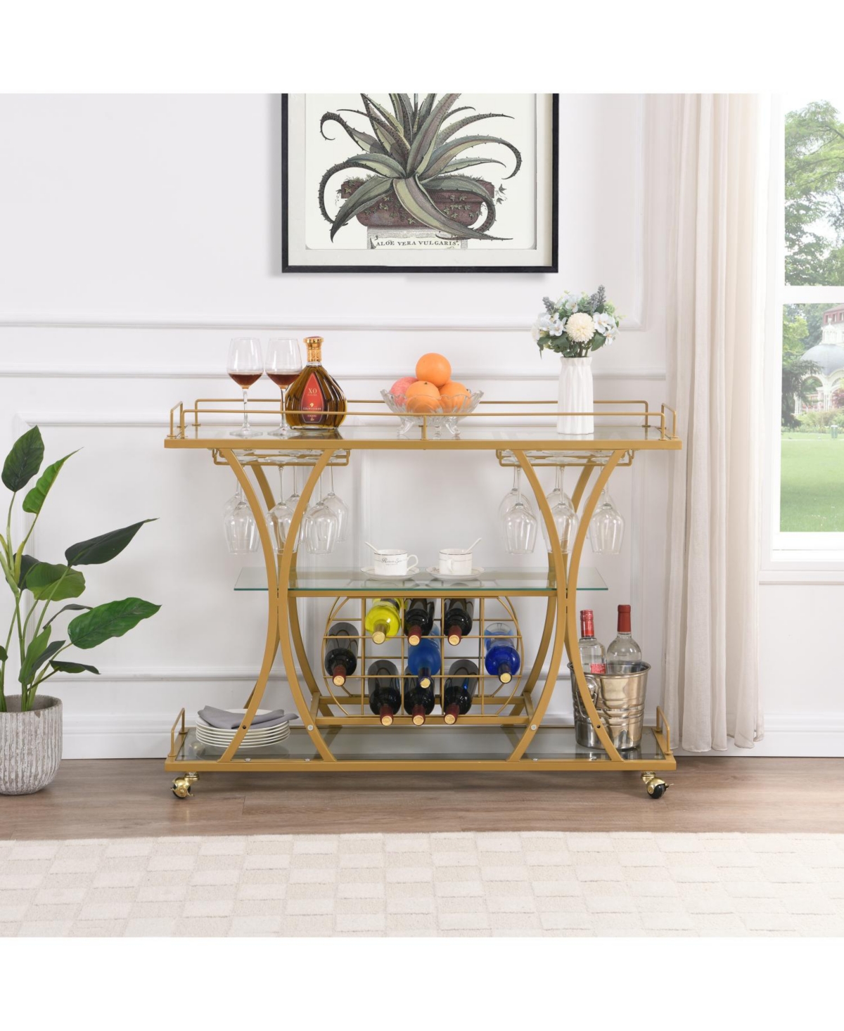 Click here for Streamdale Furniture 3-Tier Bar Cart with Wine Rac... prices