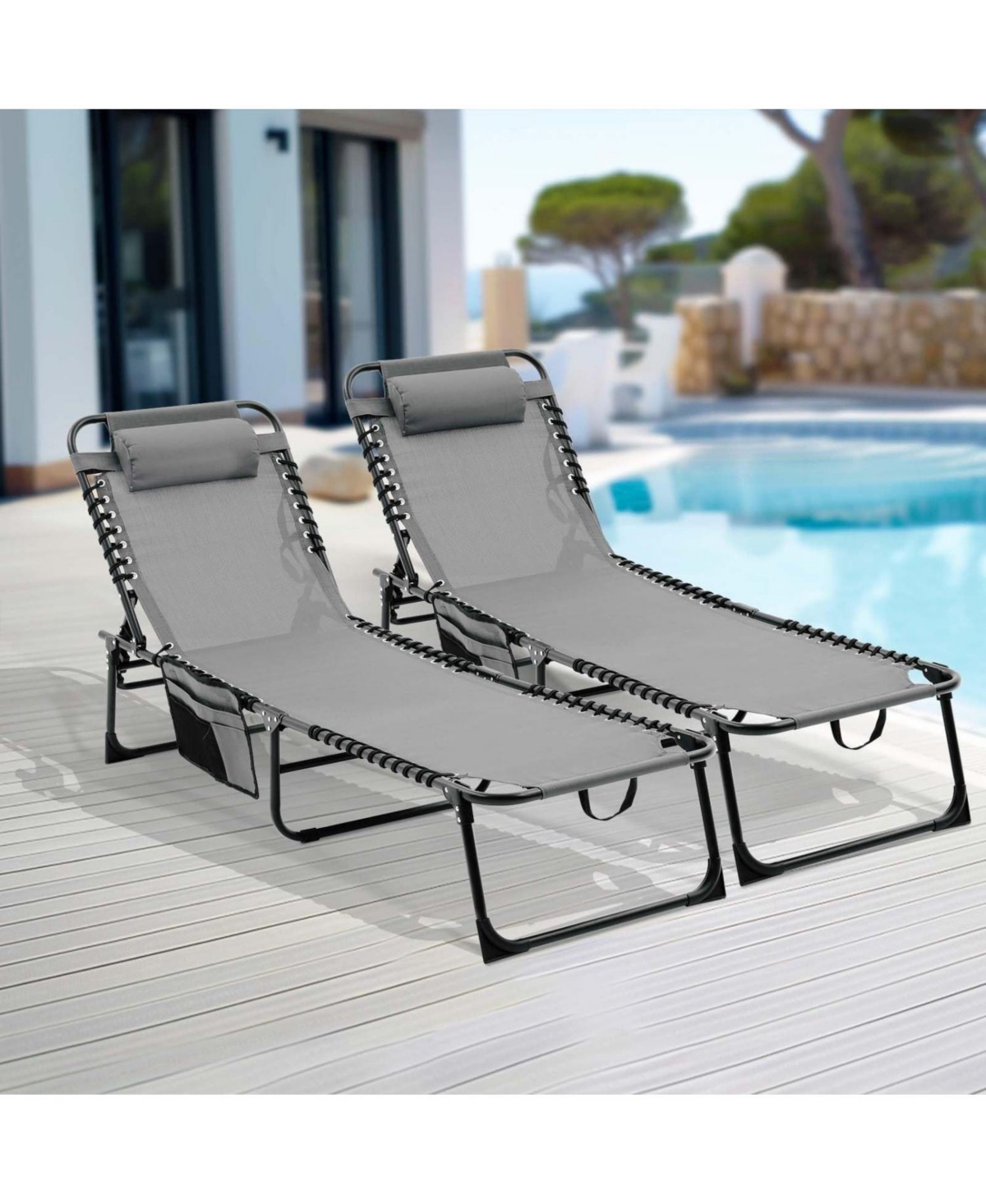 Click here for Streamdale Folding Chaise Lounge Set Reclining  Me... prices