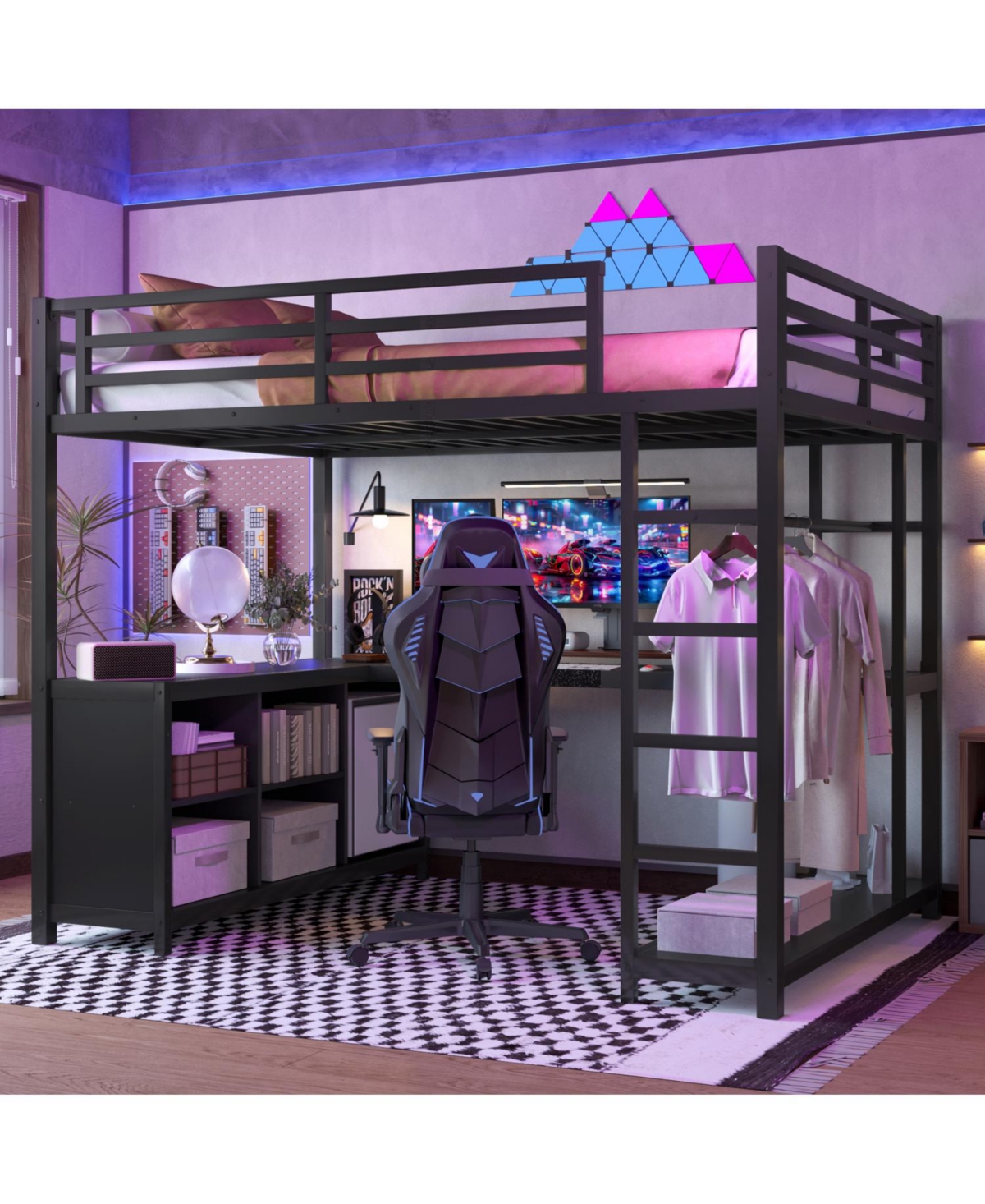Click here for Streamdale Furniture Metal Loft Bed with Wardrobe... prices