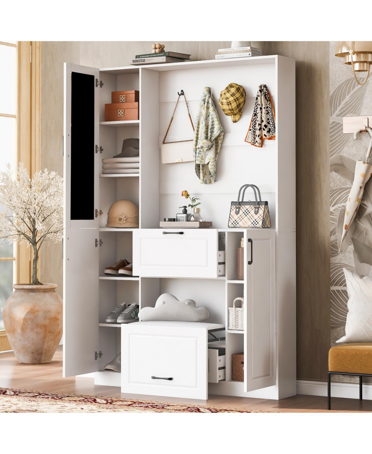 Click here for Streamdale Furniture Entryway Bench with Shoe Cabi... prices