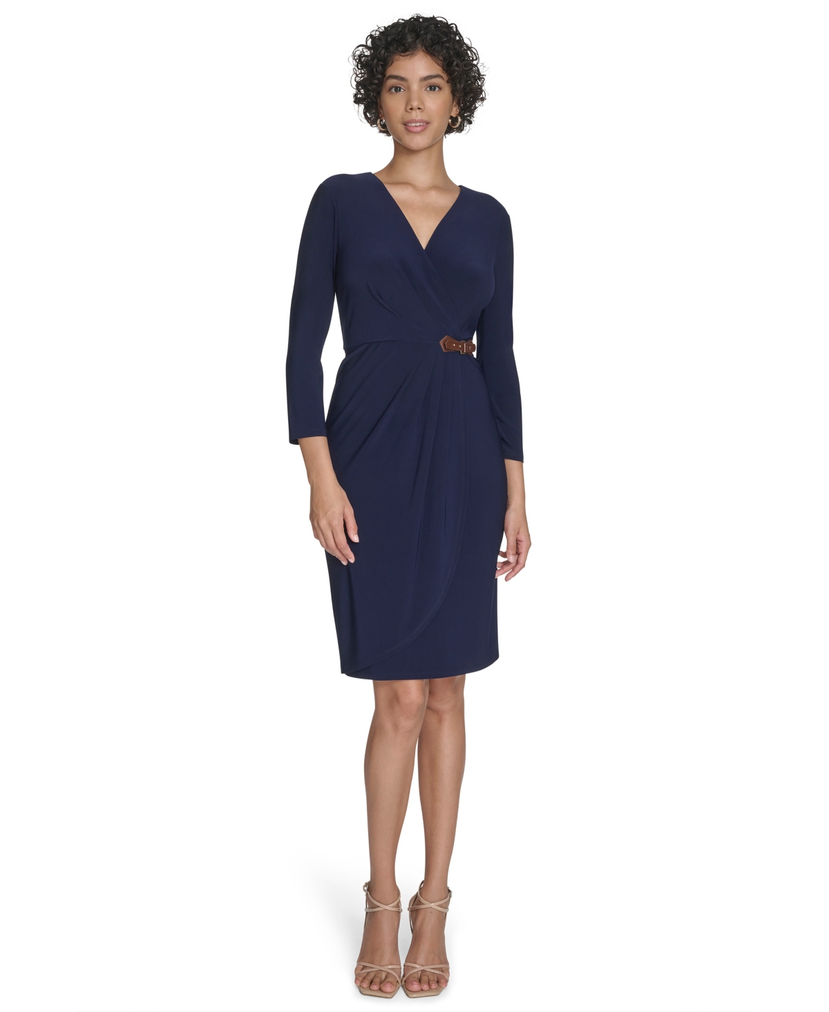 Click here for Jessica Howard Petite Surplice Faux Wrap Sheath Wi... prices
