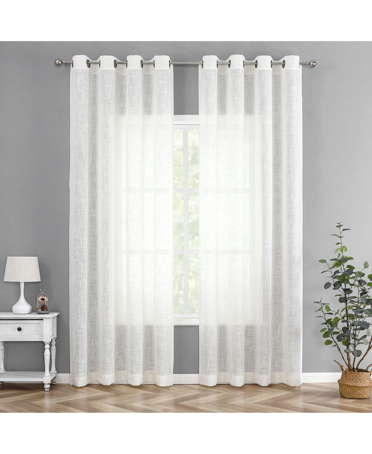 Click here for Kate Aurora 2 Pack Semi Sheer Linen Blend Grommet... prices