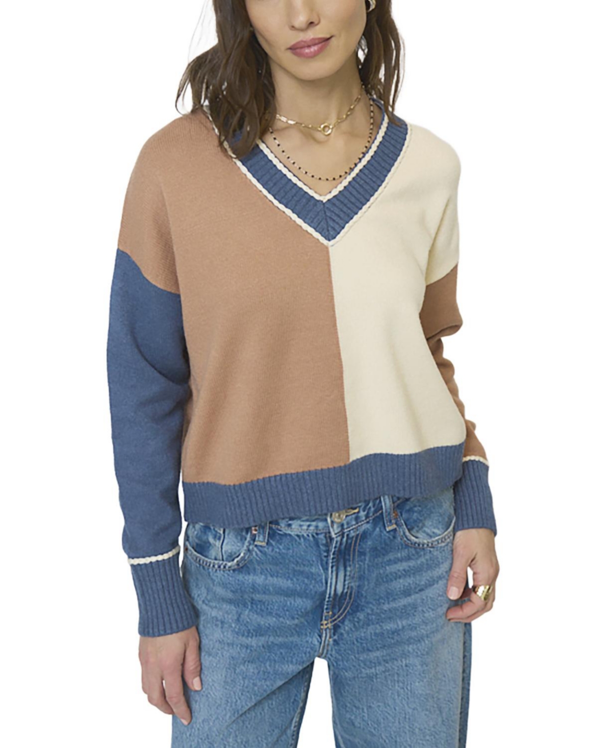 Click here for Central Park West Womens Myra Colorblocked Vneck -... prices